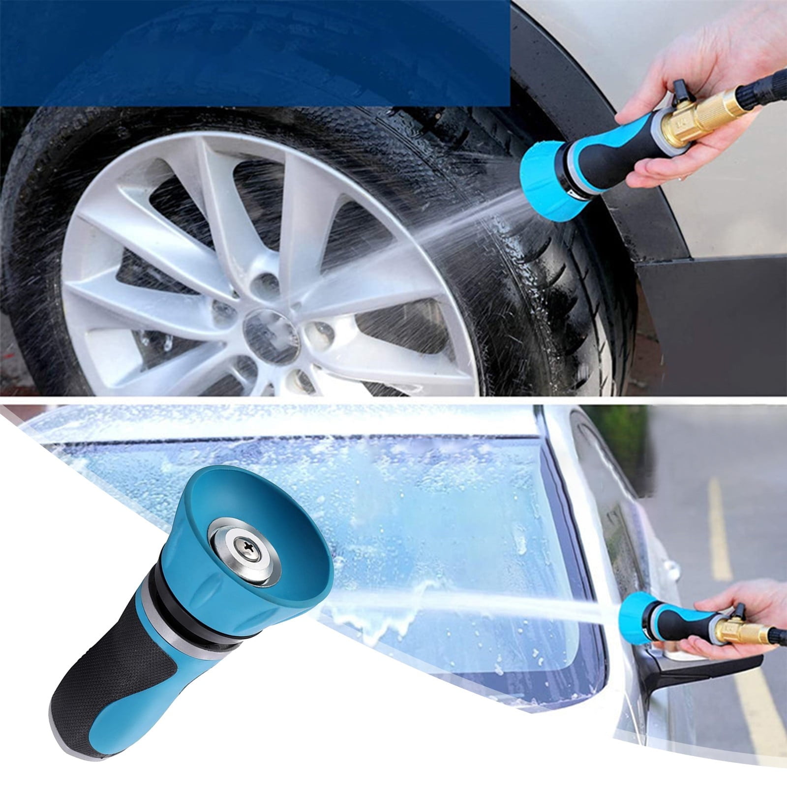 BSJJY Garden Hose Nozzle, Hand-held Metal Water Gun, 3/4" Female Spiral ...