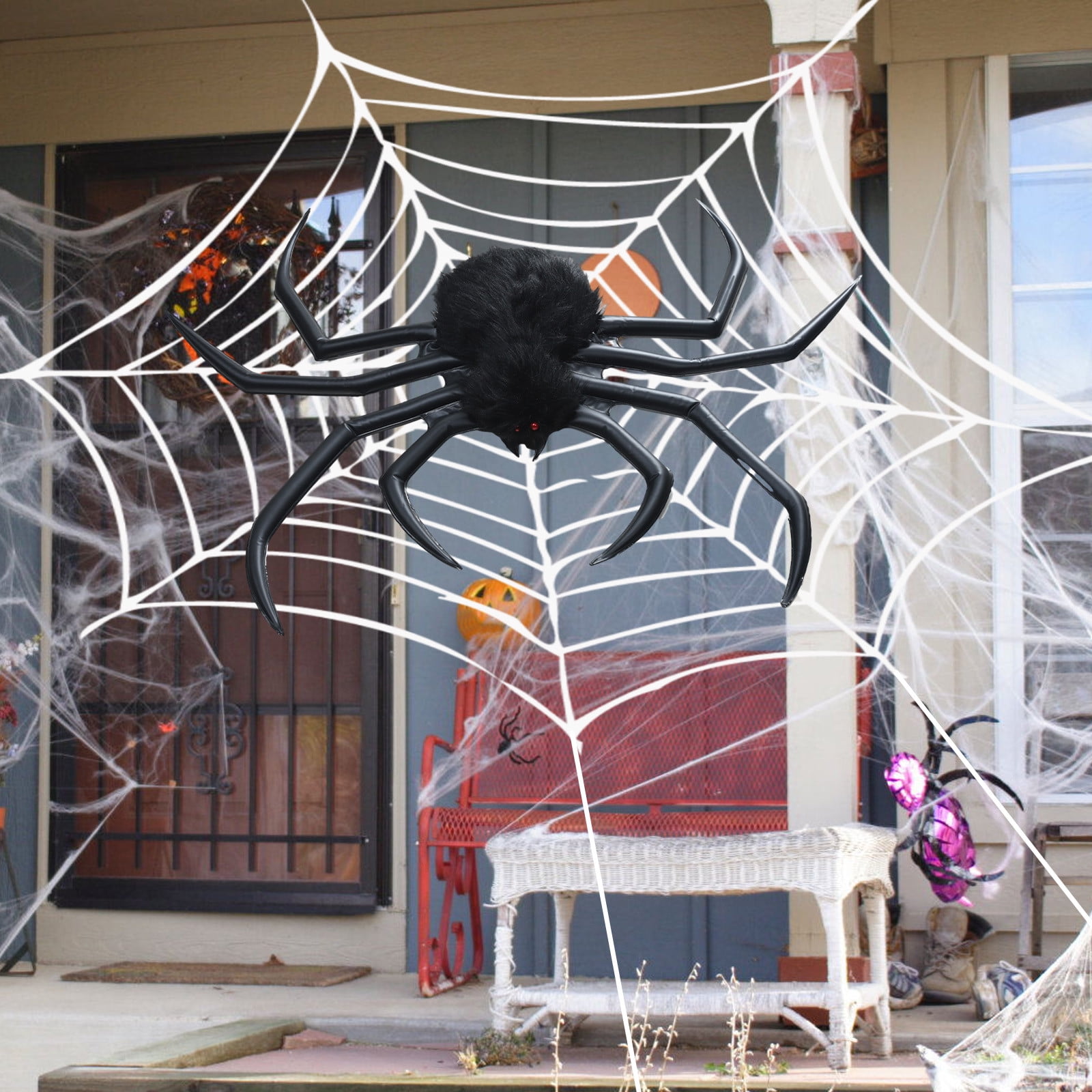 BSJJY Halloween Decorations - 98.4in Giant Round Spider Web and ...