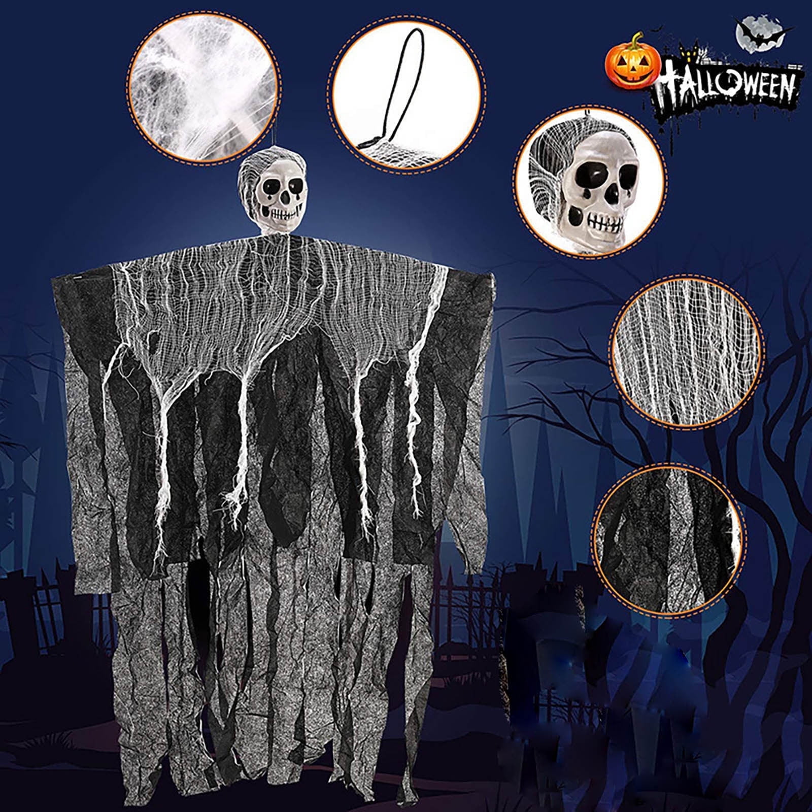 BSJJY Halloween Hanging Scary Ghost Outdoor Yard Decorations Creepy ...