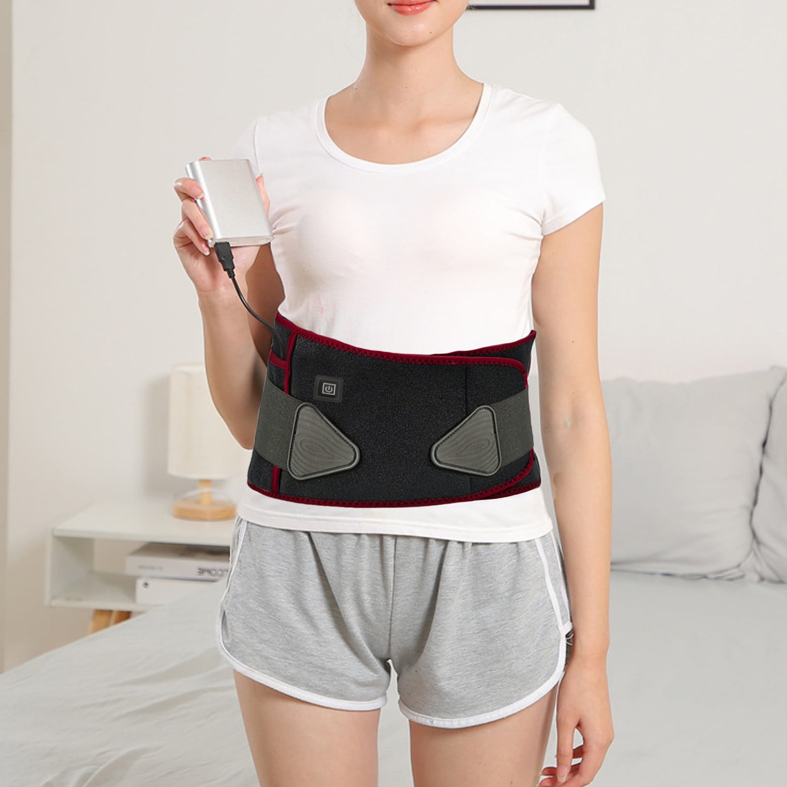 BSJJY Heated Belt Wrap - Cordless Heating Pad for Back Massager with ...