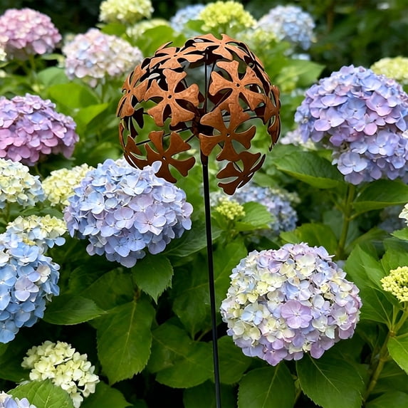 BSJJY Hydrangea Garden Decoration, Rusted Metal Art Sculpture, Vintage ...