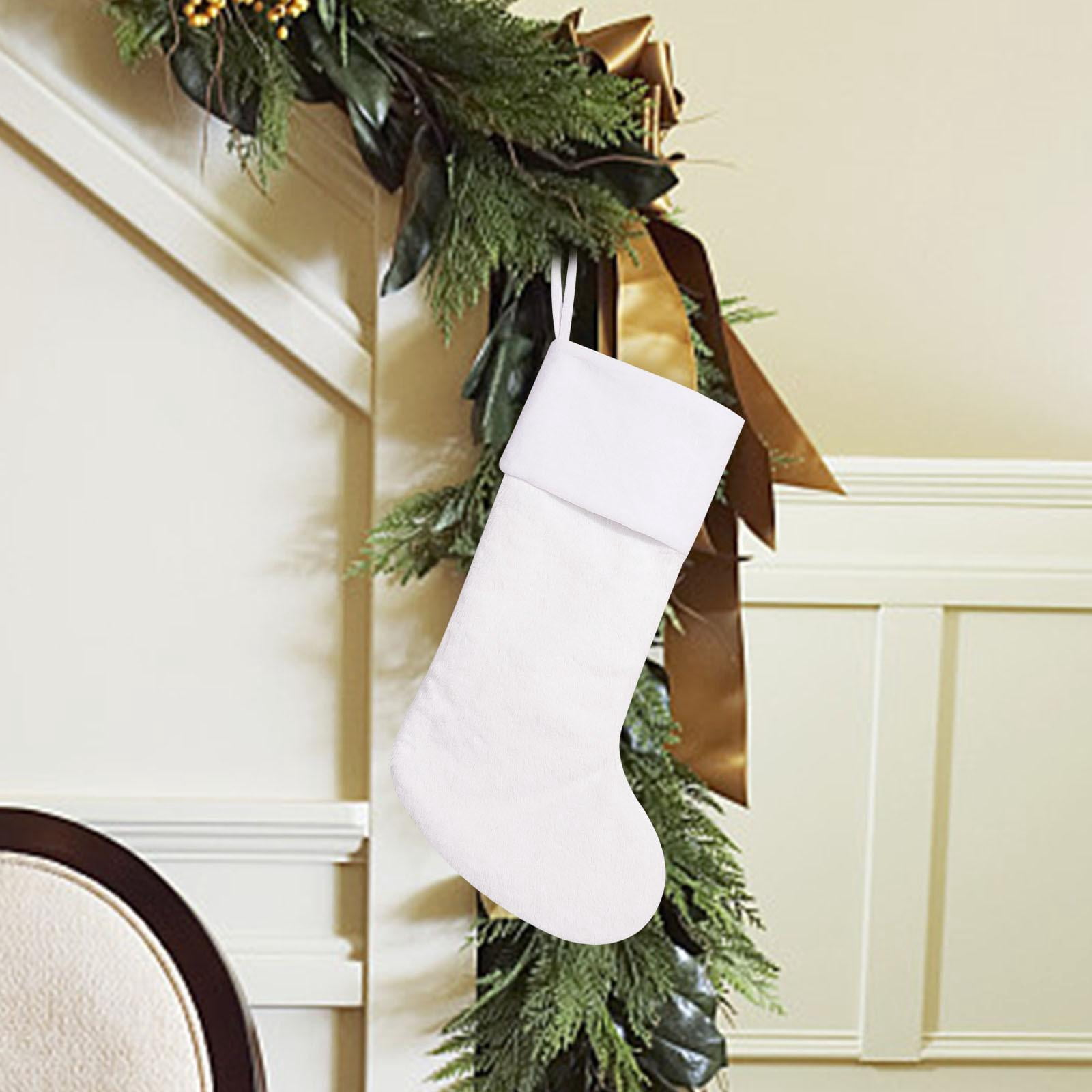 BSJJY Large Plush Solid Color Christmas Stockings,19.7In Mantel Candy ...