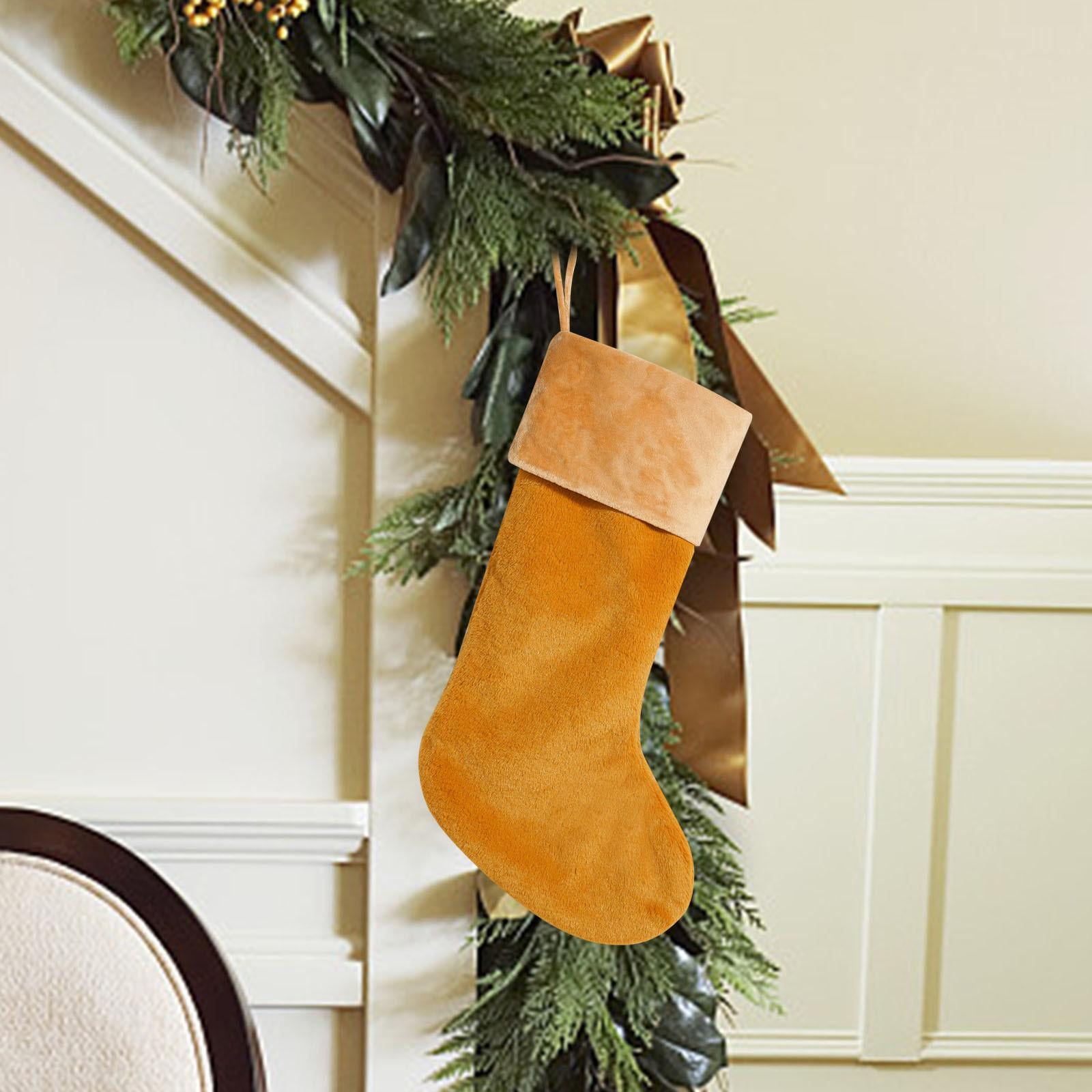 BSJJY Large Plush Solid Color Christmas Stockings,19.7In Mantel Candy ...
