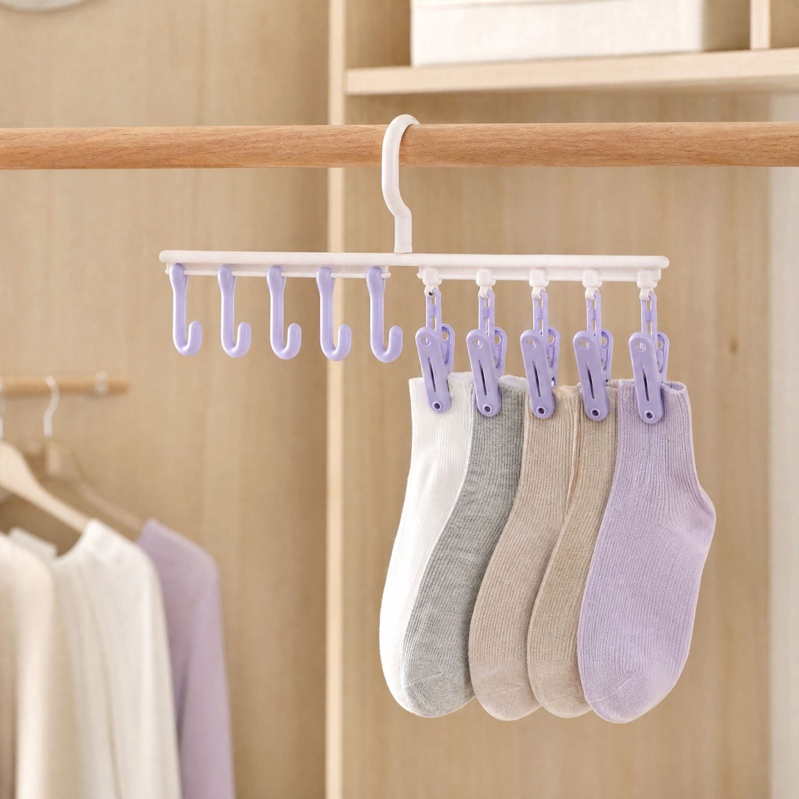 BSJJY Movable Clothes Drying Rack, Multifunctional Rotating Sock Clip ...