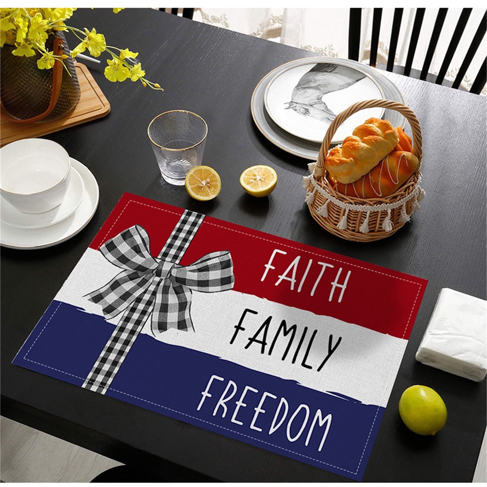 BSJJY Patriotic Paper Place Mats Blue Red White Stars Placemats, 4th of ...