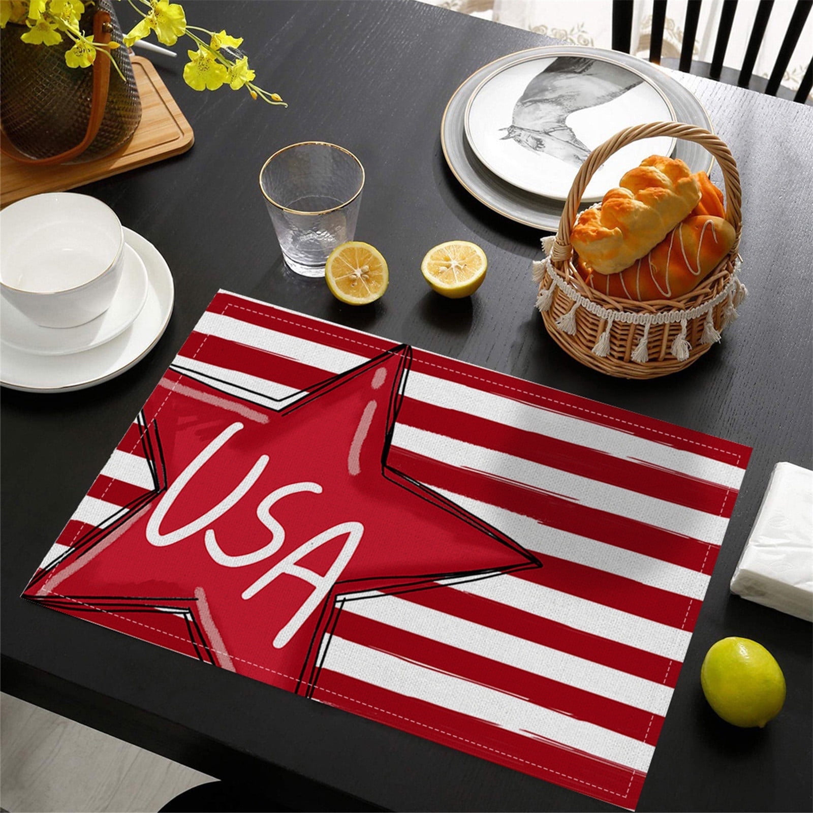 BSJJY Patriotic Paper Place Mats Blue Red White Stars Placemats, 4th of ...