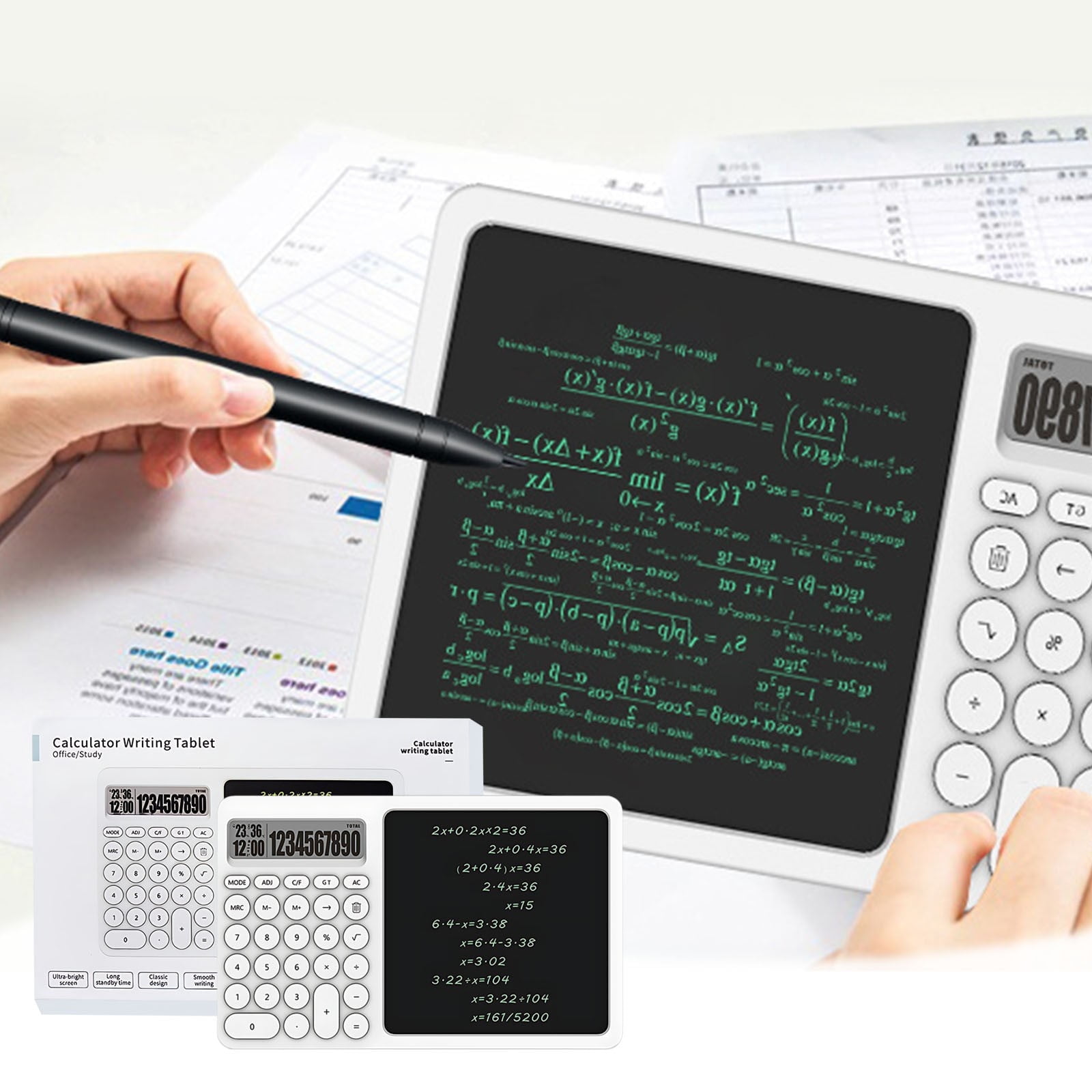 BSJJY Portable LCD Writing Board with Integrated Calculator for Math ...