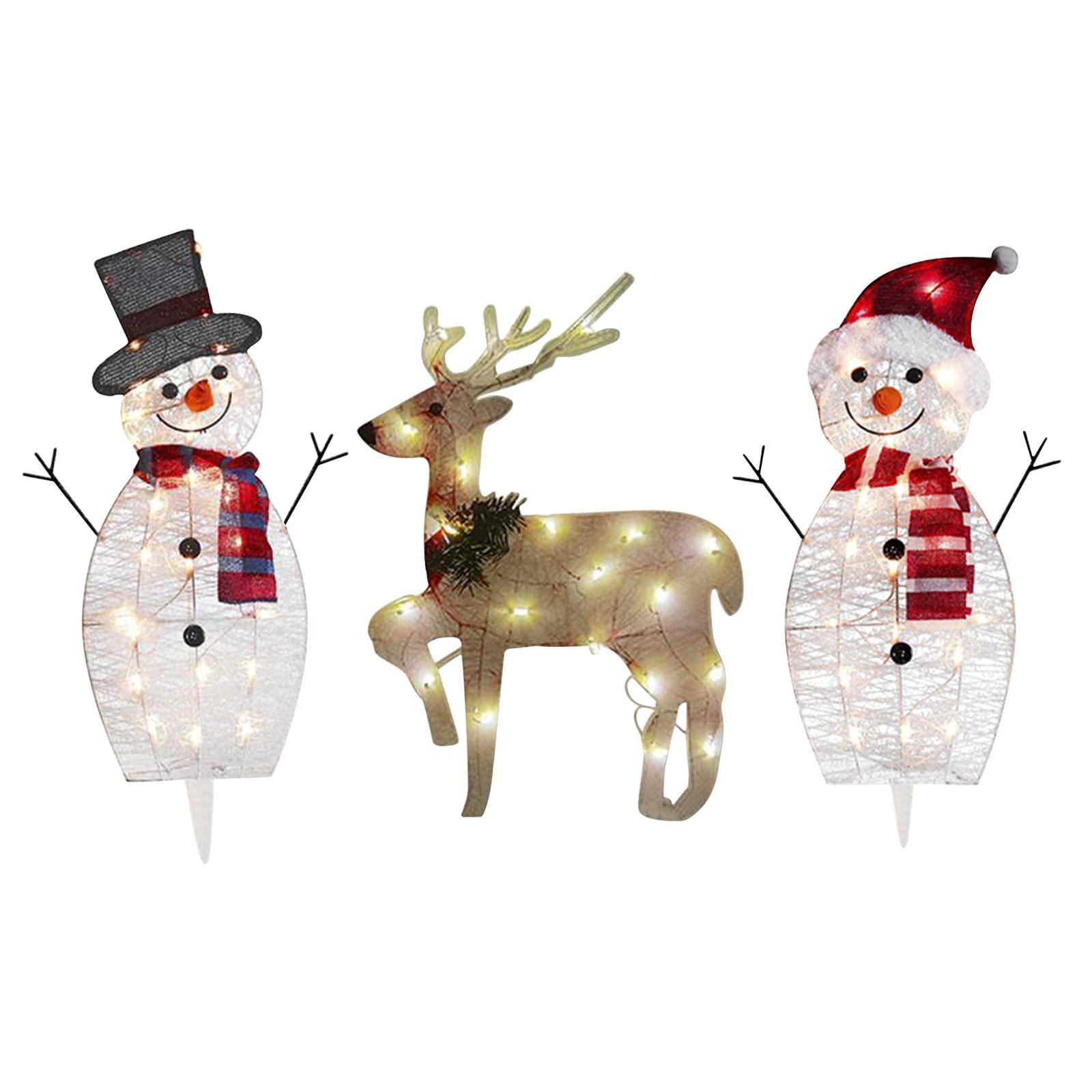 BSJJY Pre-Lit Light Up Snowman Family, Lights Christmas Collapsible ...