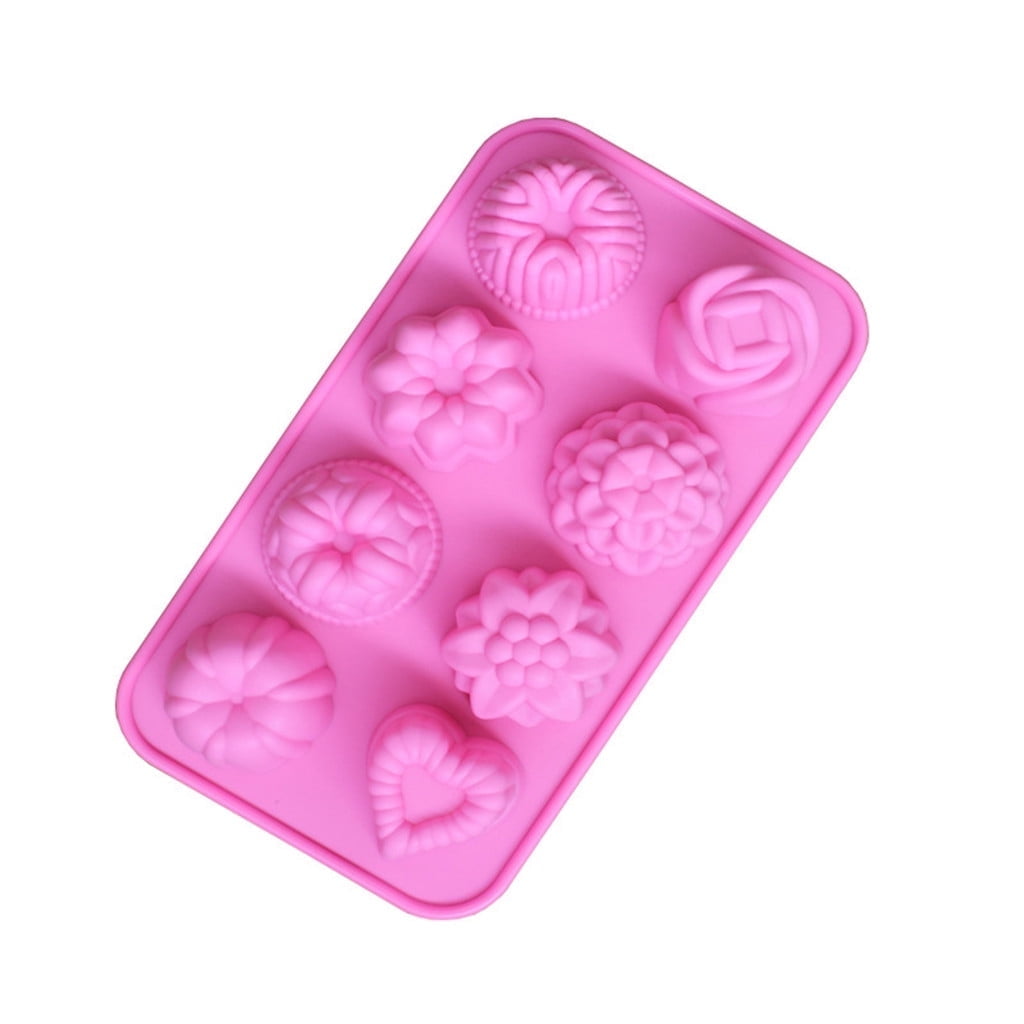 BSJJY Silicone Cake Fondant Mold, 8 Consecutive Flowers 3D Chocolate ...