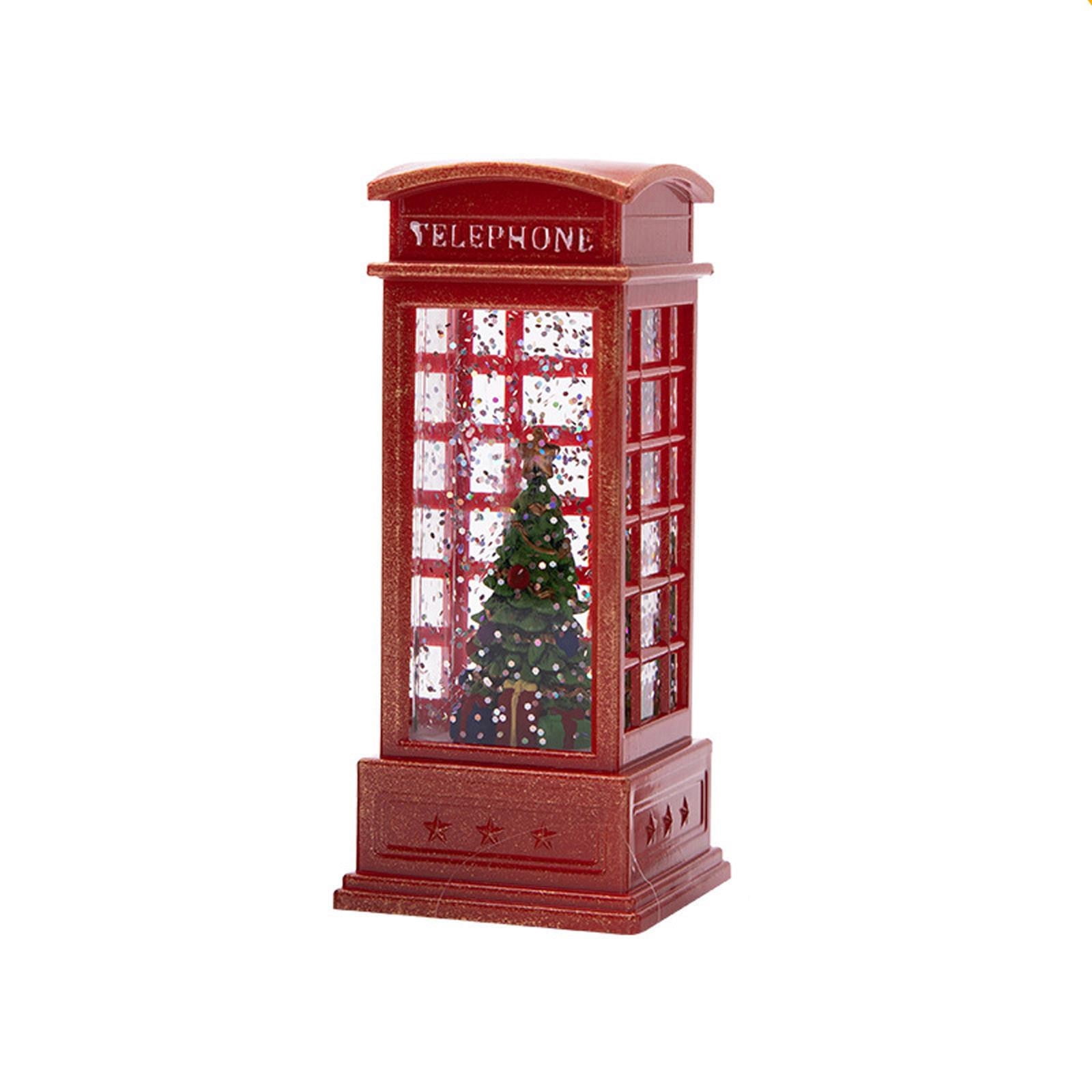 BSJJY Snow Globe with Timer, Battery Operated Telephone Booth Snow ...