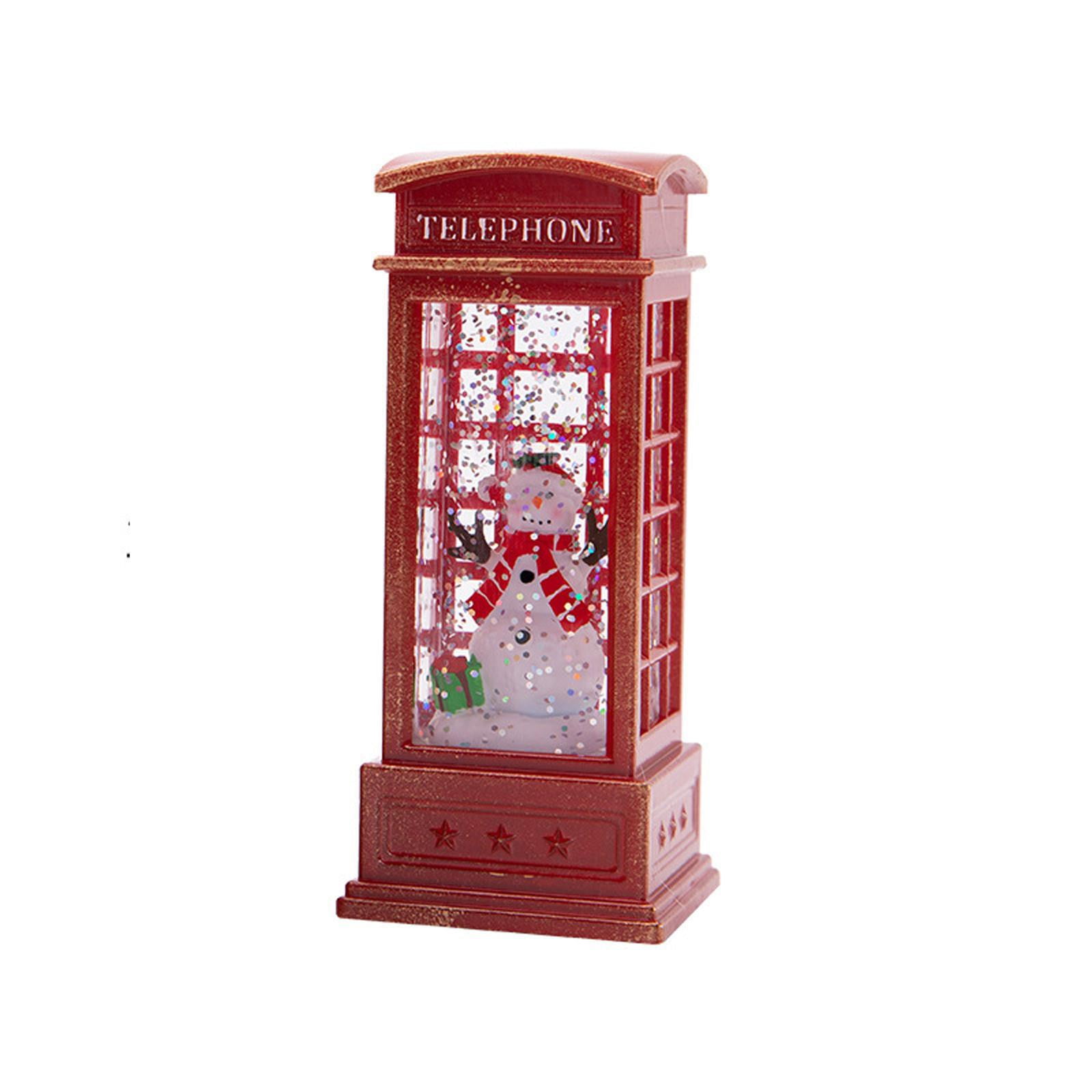 BSJJY Snow Globe with Timer, Battery Operated Telephone Booth Snow ...