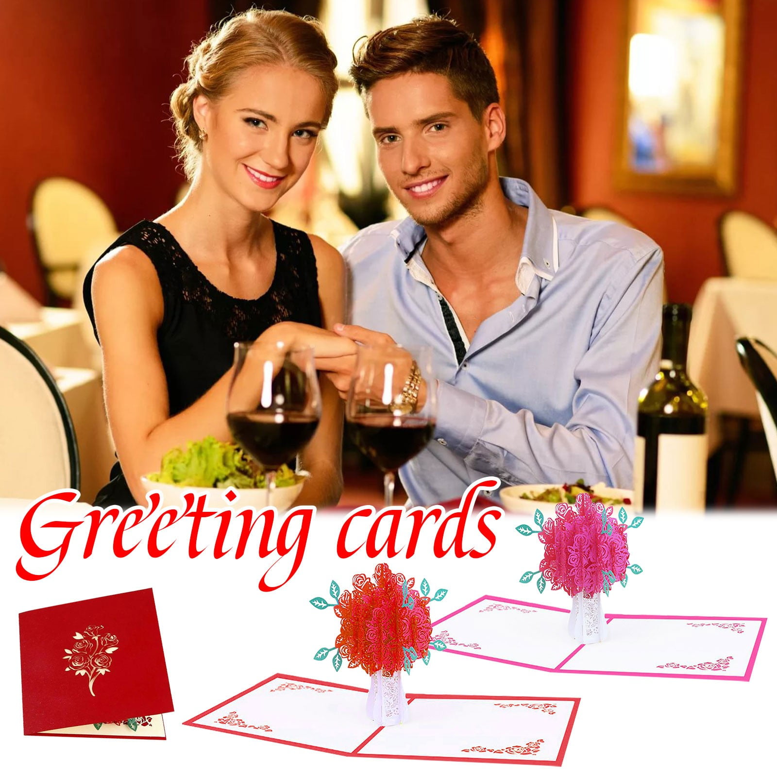 BSJJY Valentines Day Card for Her, Rose Bouquet Pop Up Card, Valentines ...