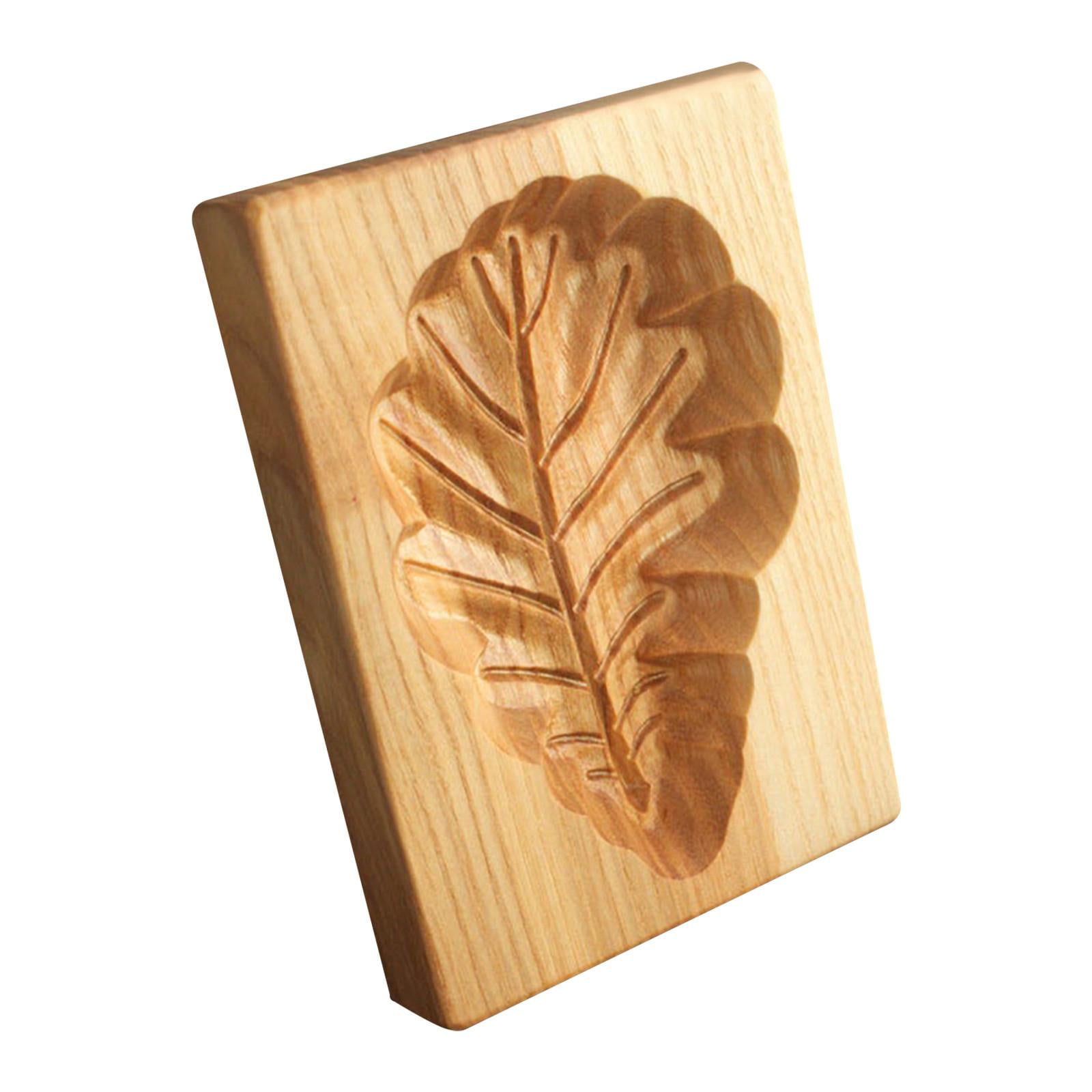 BSJJY Wooden Cookie Molds, Wooden Cookie Cutter Baking Mold Carved ...