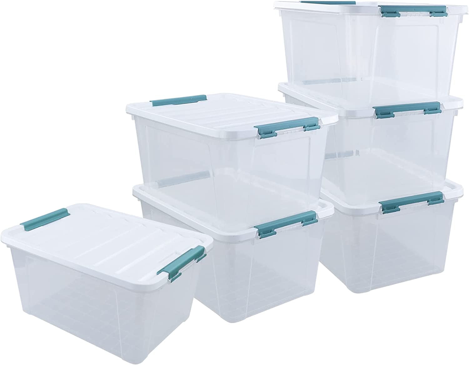 BSL 6-Pack Plastic Storage Bins with Lids, Large Latching Bin, 35 Quart ...