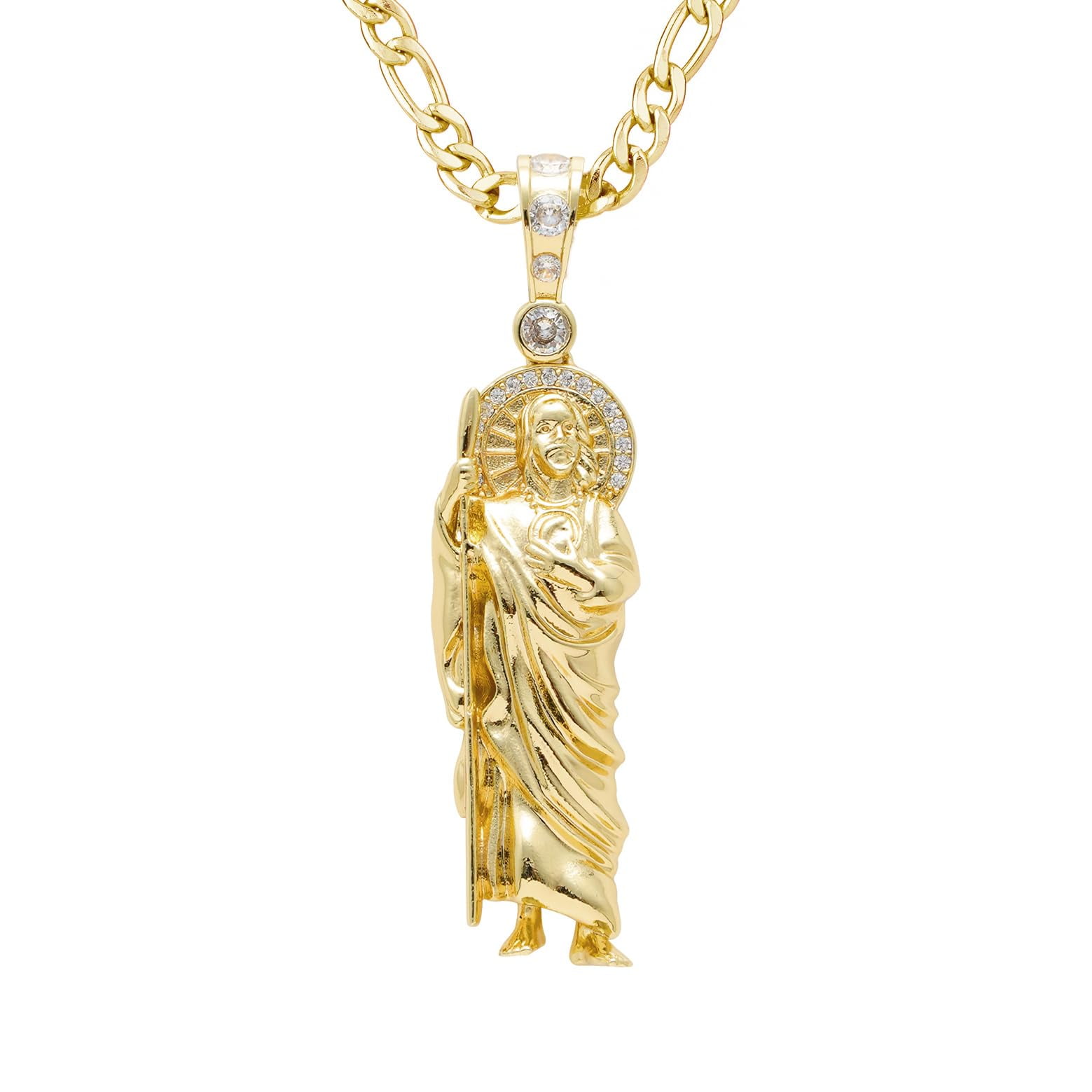 BSMCXB 14k Gold Plated Brass Saint Jude San Judas Pendant Necklace ...