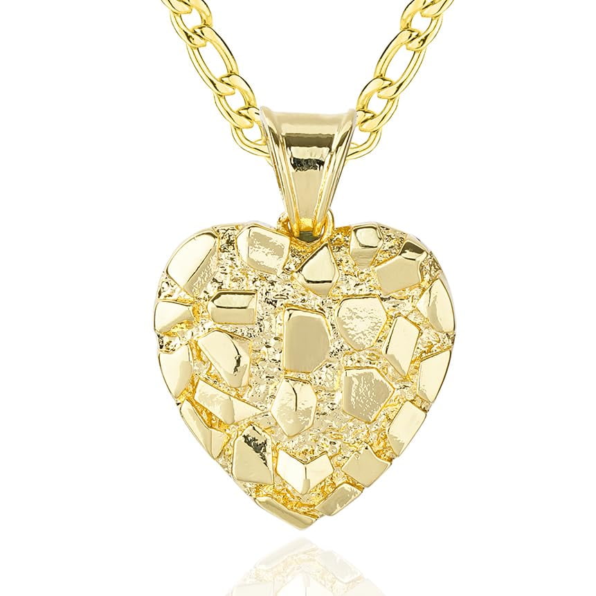 BSMCXB 14k Gold Plated Rough Textured Cookie Nugget Heart Shape Charm ...