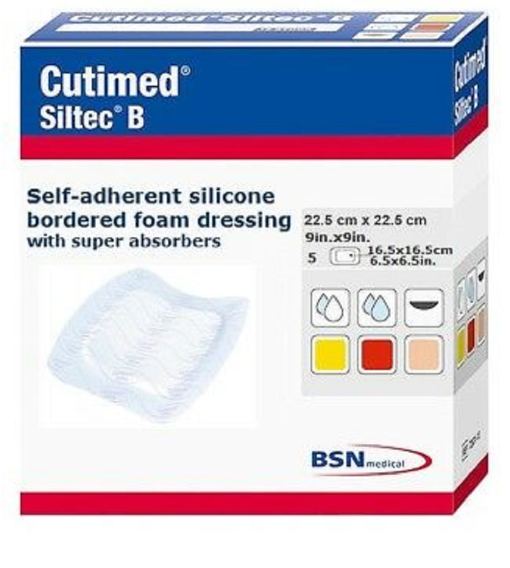 BSN Medical Cutimed Siltec B Silicone Foam Dressings, 22.5 cm x 22.5 cm ...