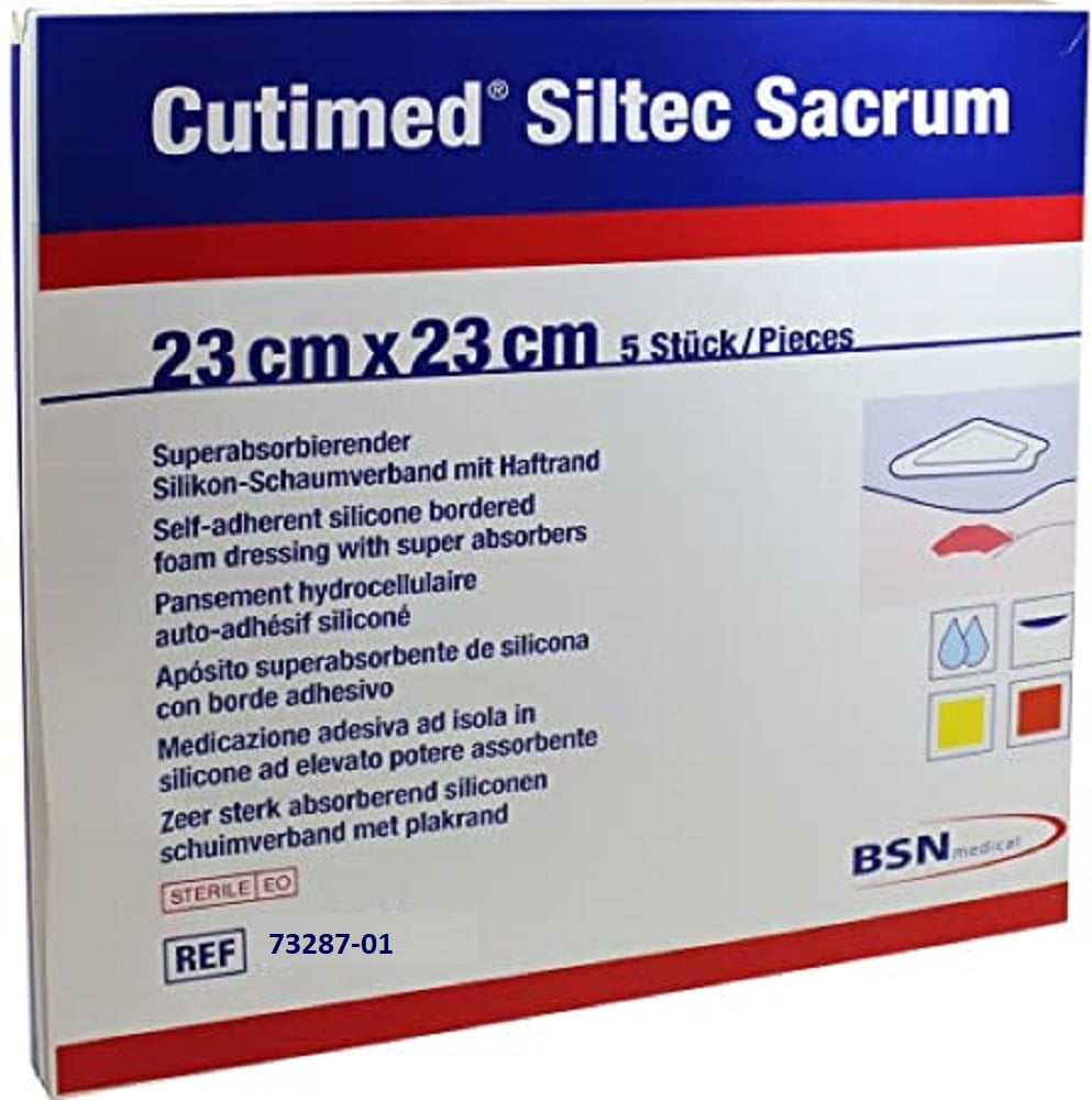 BSN Medical Cutimed Siltec Sacrum Foam Dressing, 23 cm x 23 cm (9 in x ...