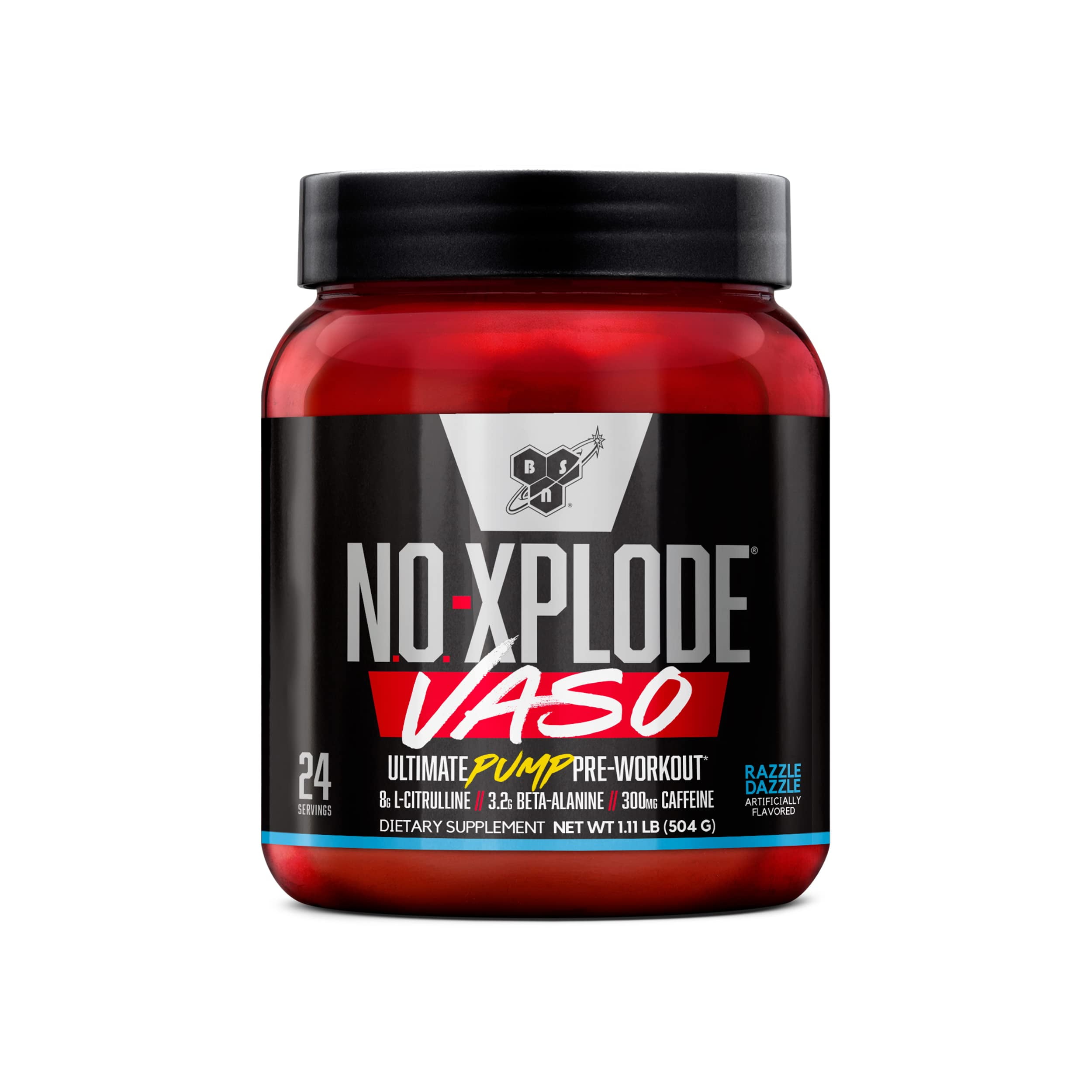 BSN N.O.-XPLODE Vaso Pre Workout Mix, Pro Muscle Gain, Razzle Dazzle ...