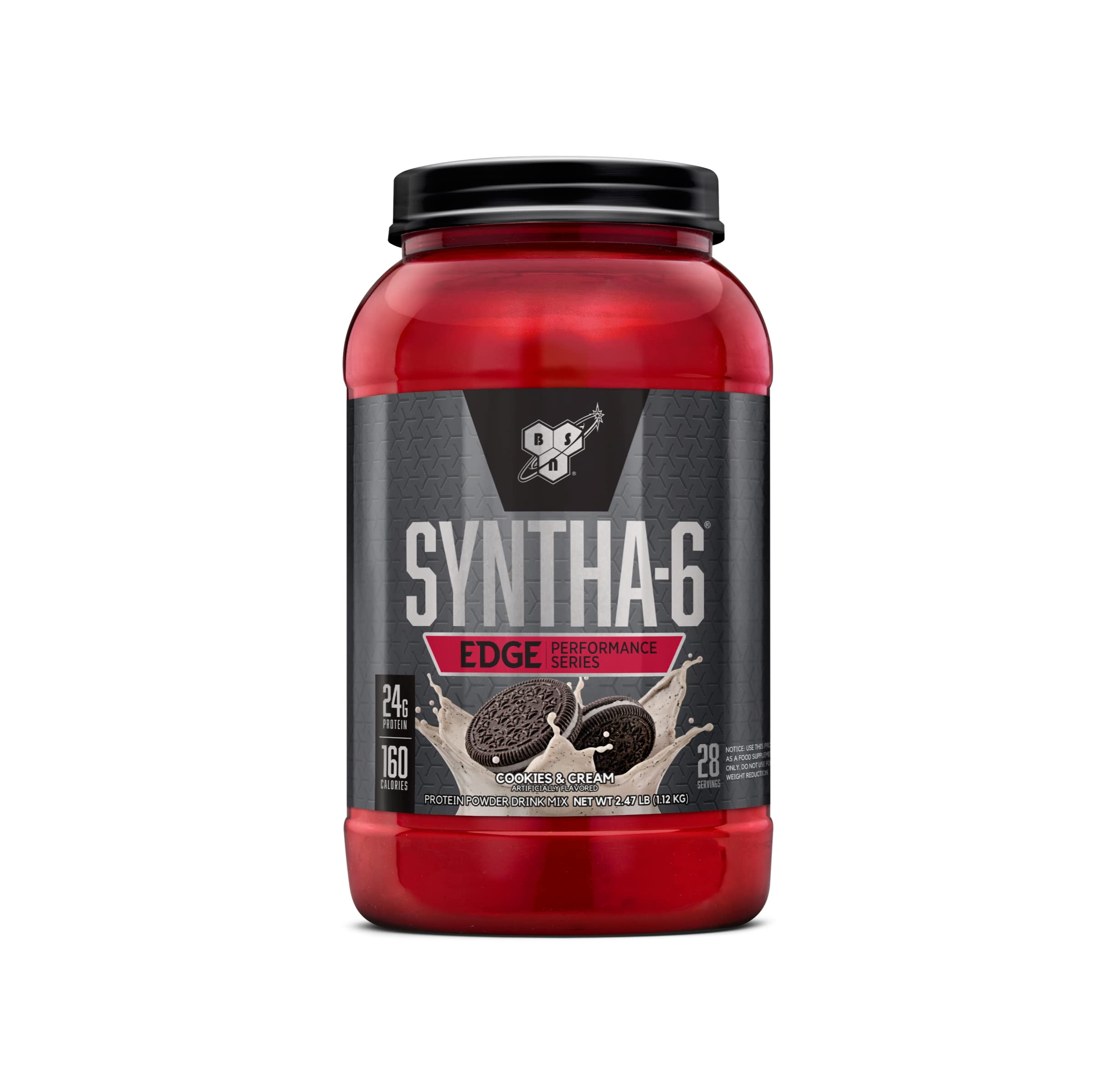 BSN Syntha-6 Edge Protein Powder, Cookies & Cream Flavor, 2.47 lb ...