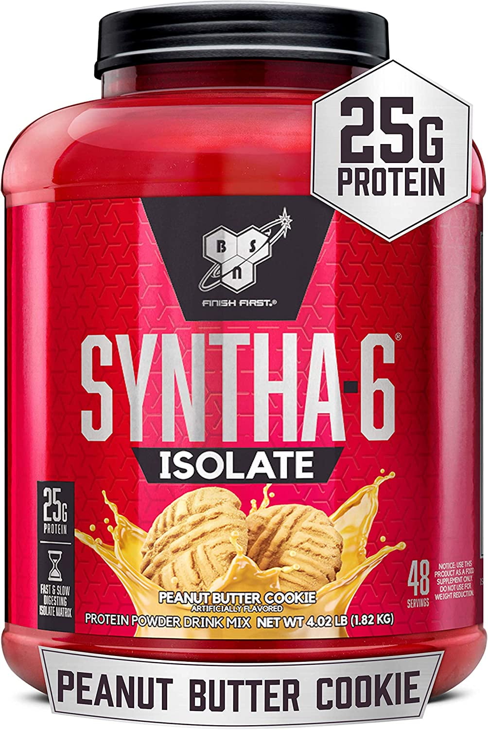 BSN Syntha-6 Isolate, 25g Health Protein Powder, Peanut Butter Cookie ...