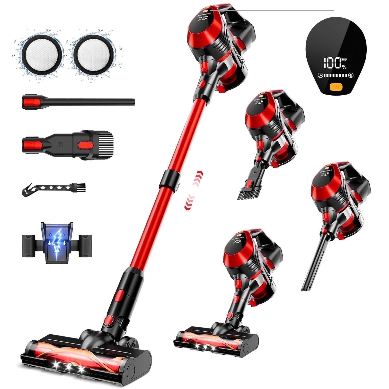 BSNAW Cordless Vacuum Cleaner,8-in-1 Lightweight Stick Vacuum, 40Min ...