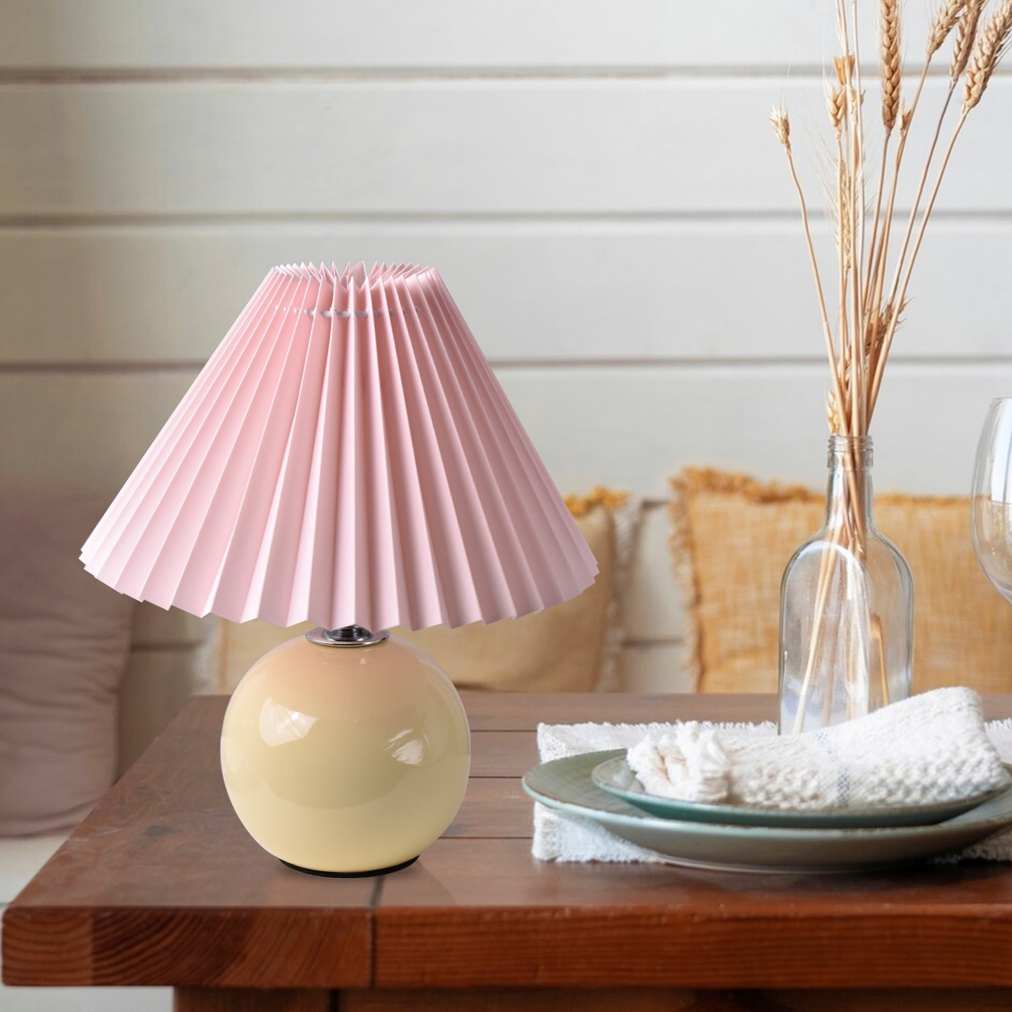 BSOD Pleated Table Lamps for Bedroom, Desktop Bedside Nightstand Lamp ...