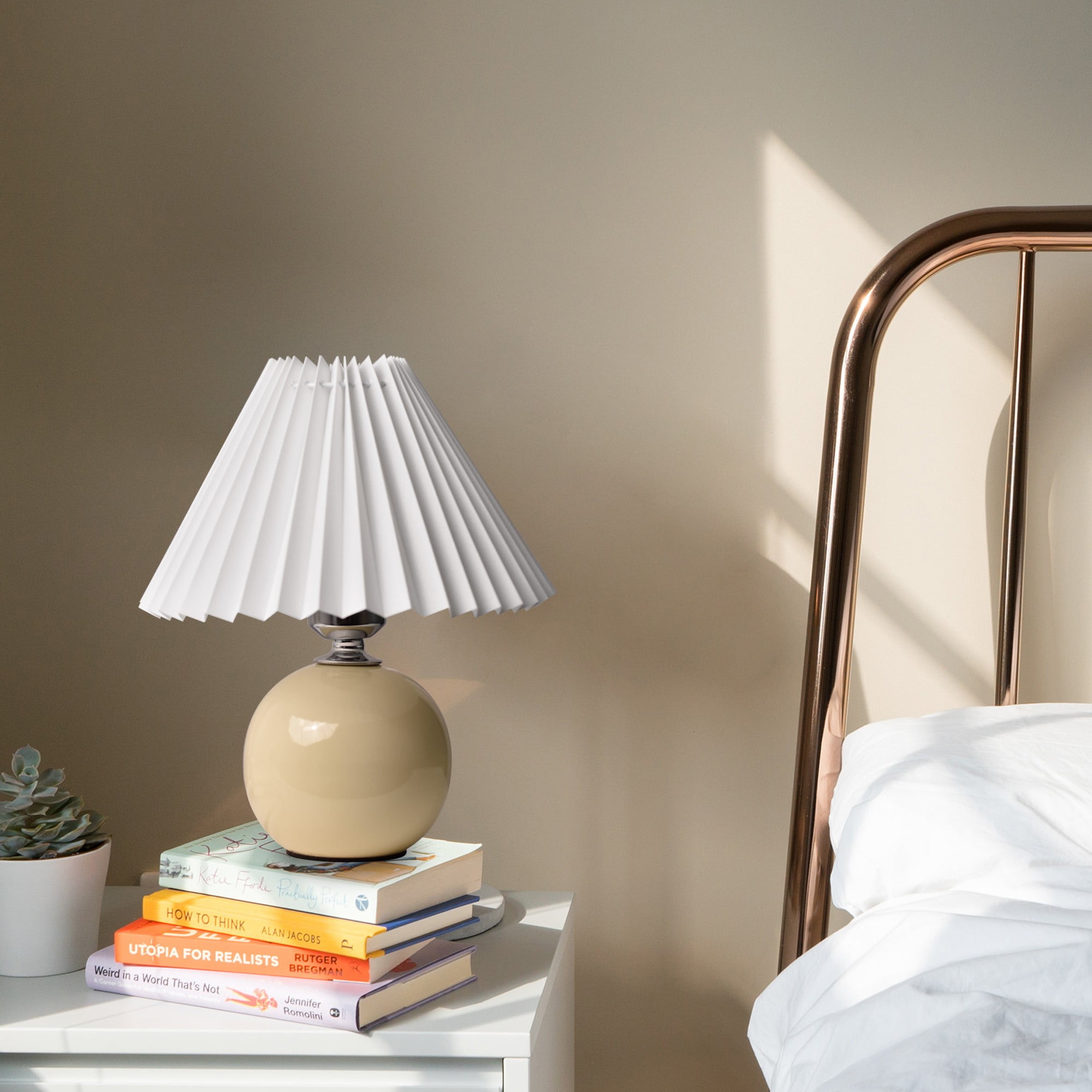 BSOD Pleated Table Lamps for Bedroom, Desktop Bedside Nightstand Lamp ...