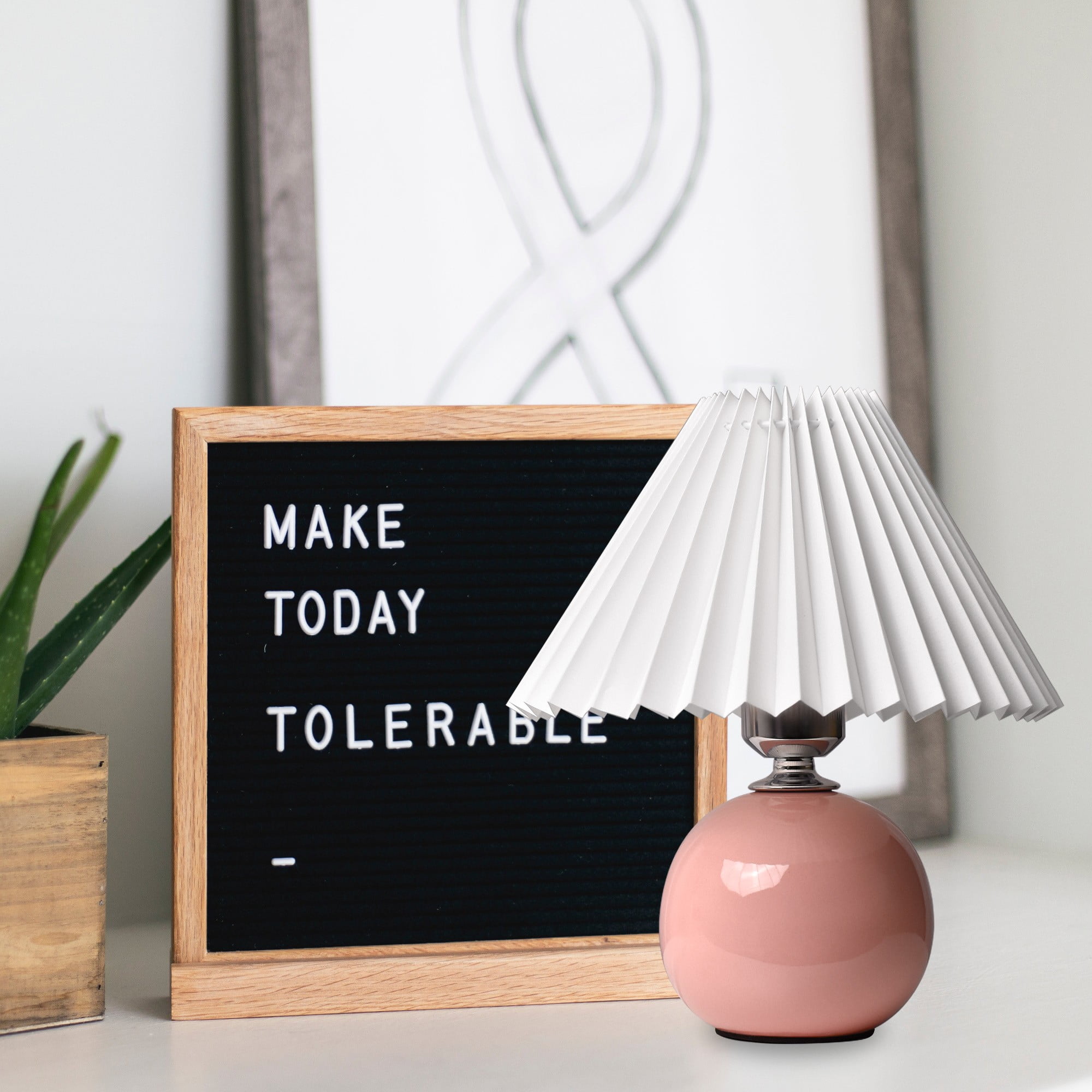 BSOD Table Lamps For Bedroom With Pleated Shade, Cute Pink Bedside ...