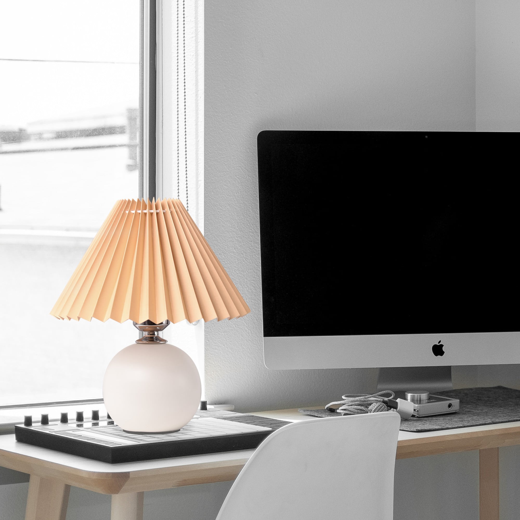 BSOD Table Lamps For Bedroom With Pleated Shade,LED Desktop Bedside ...