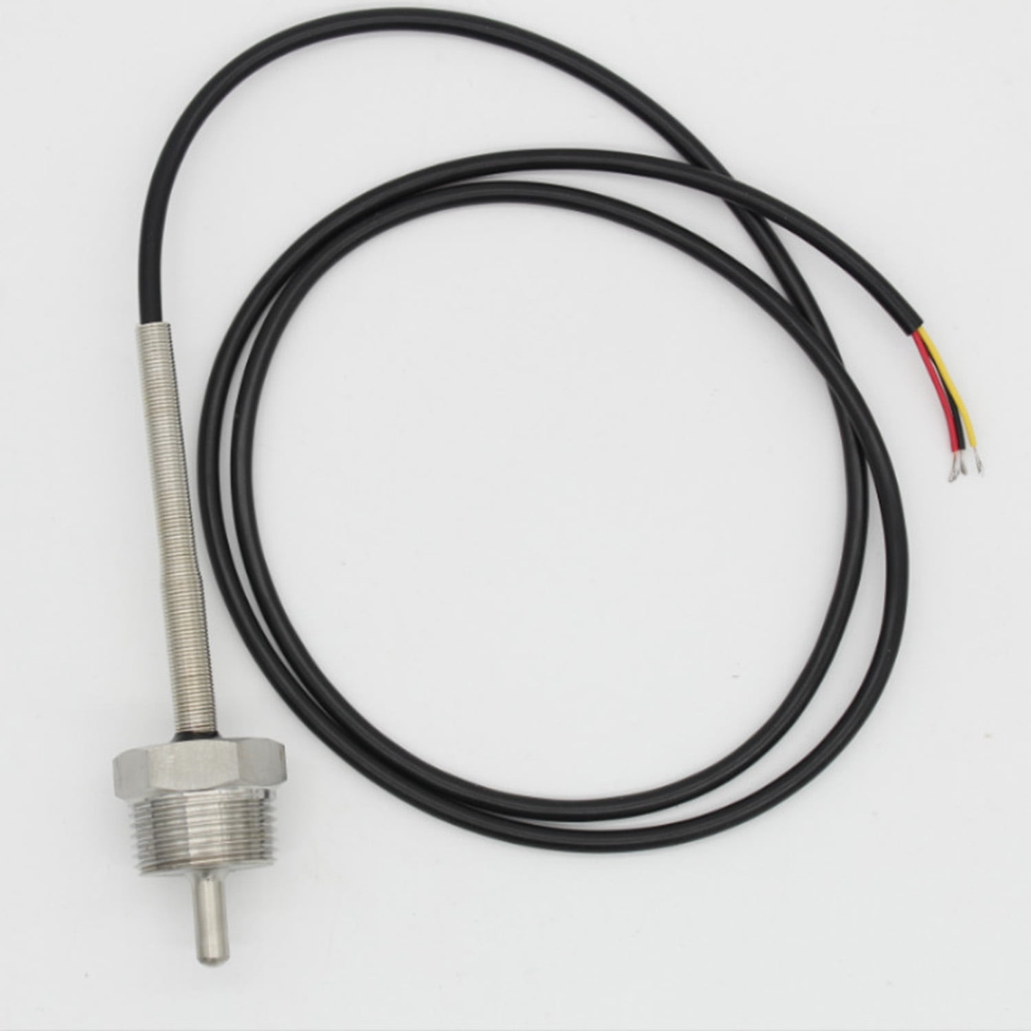 BSP PT100 SUS304 Platinum Resistance Temperature Sensor 3/4 Thread Probe OD=6 mm 1m PVC 3-core ...