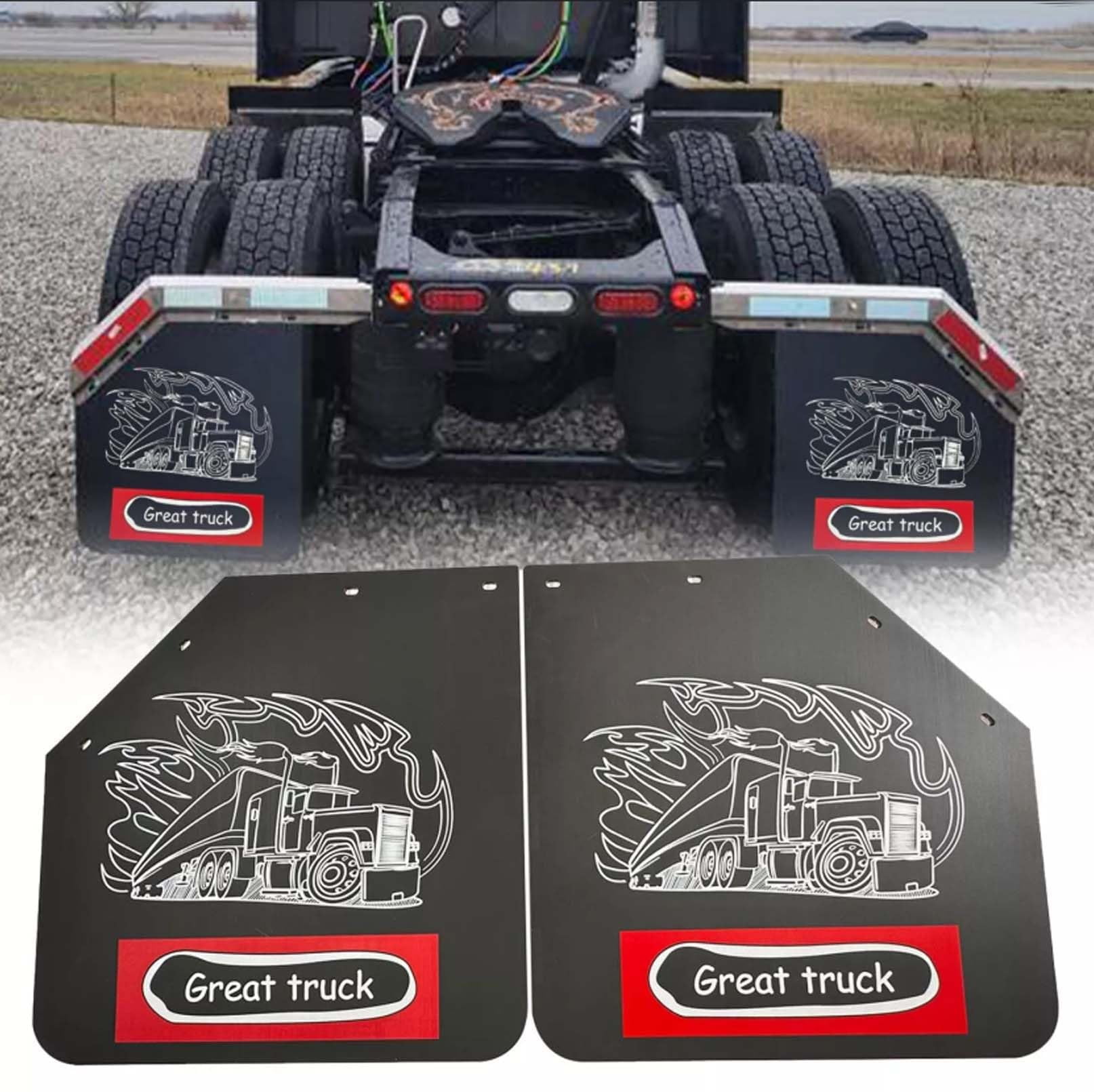 BST BSSP 2PCS Angled Mud Flaps for Semi Trucks Tractor Trailer Heavy Duty Polymer Rubber ...