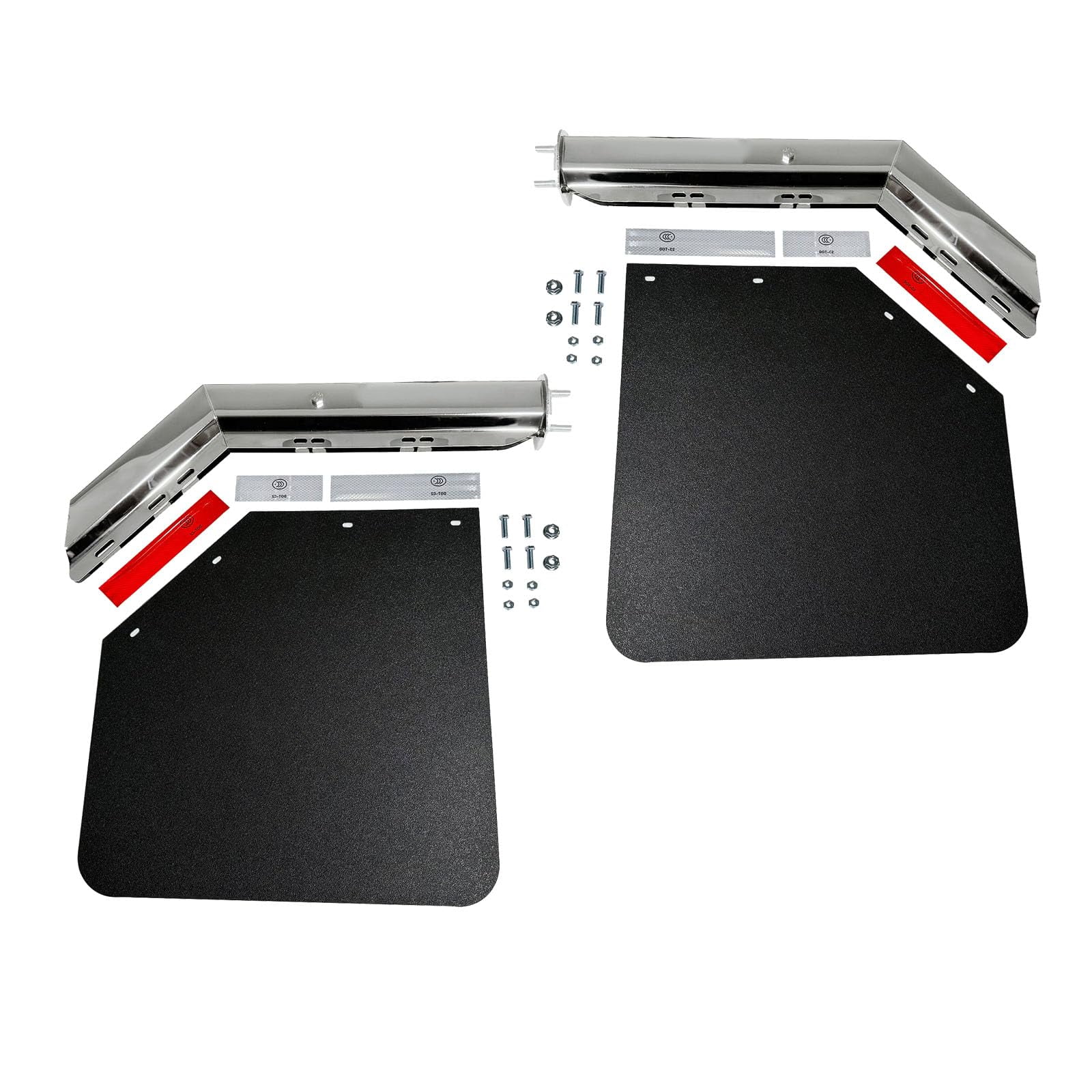 BST BSSP 2PCS Chrome Angled Spring Loaded Mud Flap Hanger Kit&Semi ...