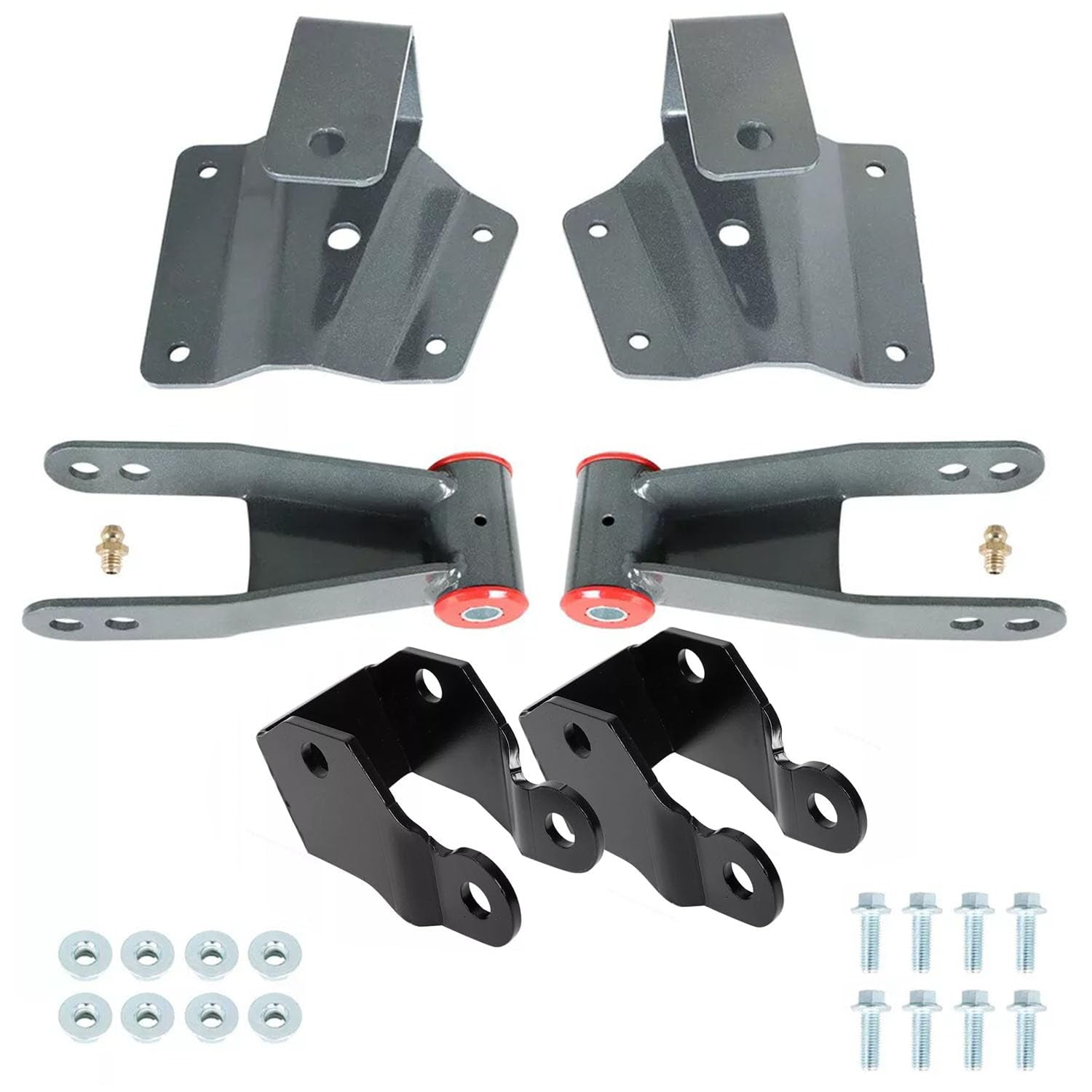 BST BSSP 4'' Rear Drop Shackles and Hangers Kit with Rear Shock ...