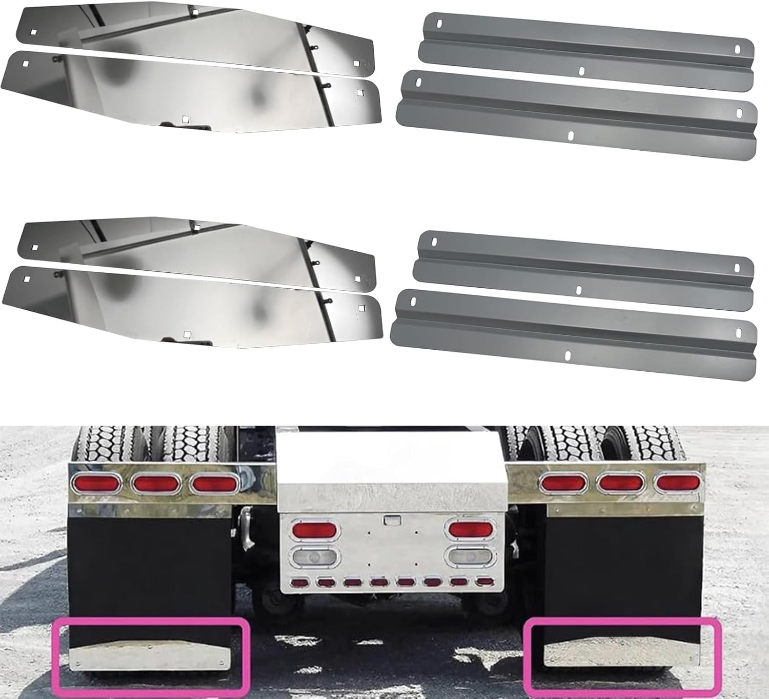 BST BSSP 4PCS 24" Stainless Steel Mudflap Weights with Backing Plate ...