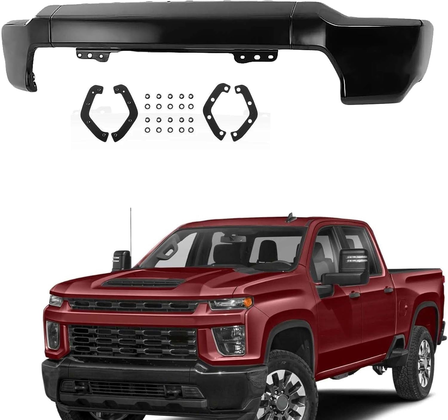 BST BSSP Black Steel Front Bumper Face Bar For 2020-2023 Chevy ...