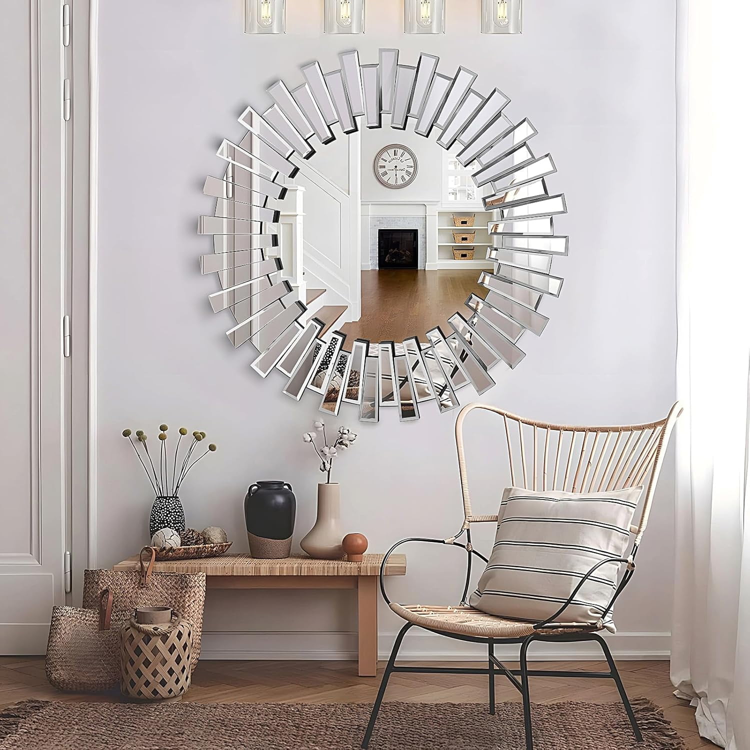 BST FURNH Large Round Mirror Wall Decor 32 Inches Big Decorative Wall ...