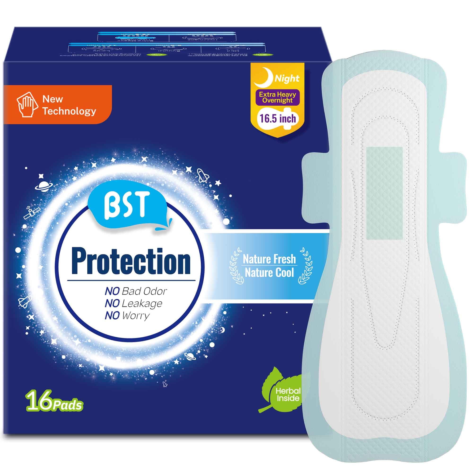 BST Heavy Flow Pads for Women Overnight, Sanitary Pads for Period with ...