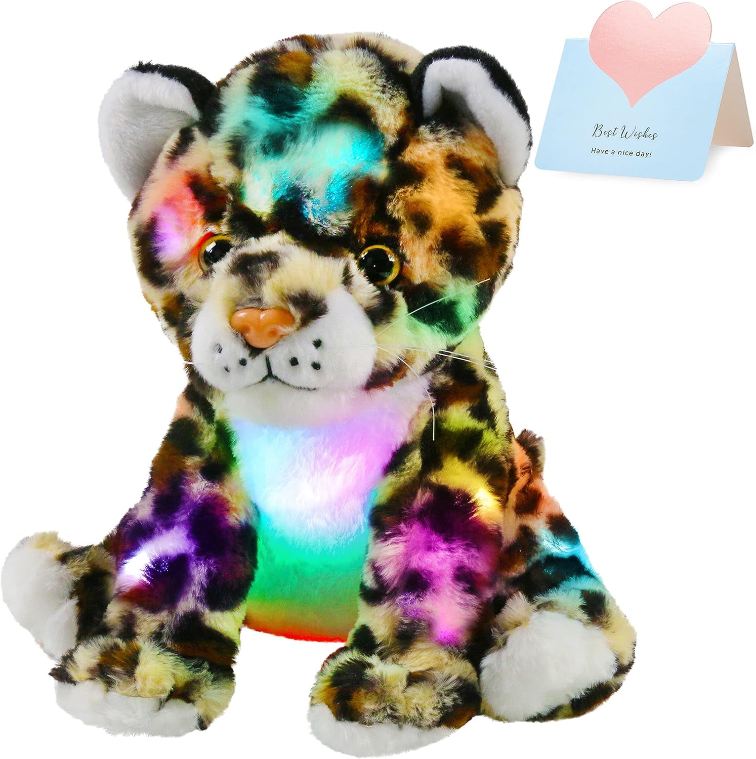 BSTAOFY 10’’ Light up Cheetah Stuffed Animal, Plush LED Leopard Plush ...