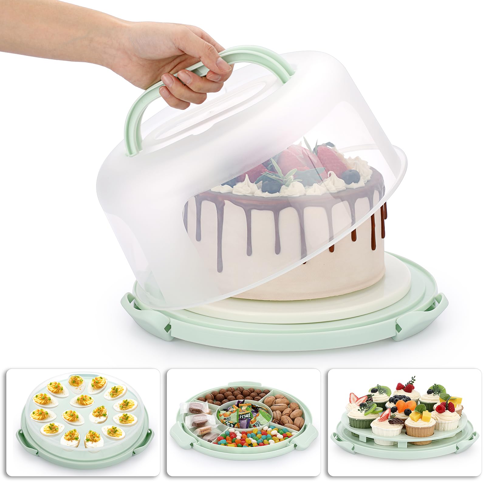 BSTKEY Portable Cake Carrier with Lid and Handle, Devil Egg Container ...