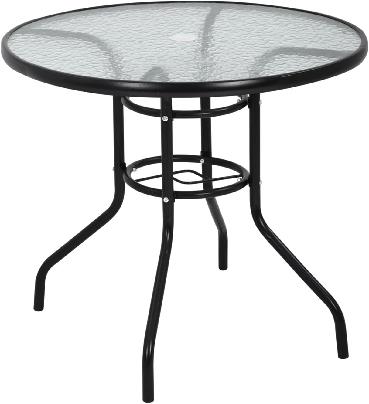 BSTOPHKL 32" Outdoor Patio Table with Umbrella Hole Round Outdoor ...