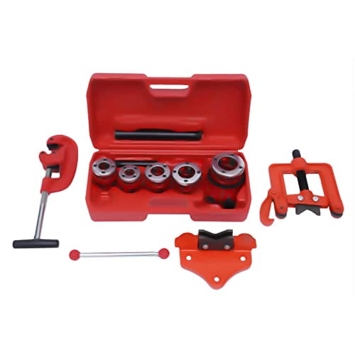 BSTP Pipe Threader Ratchet Type Kit with 5 Dies 3/8'' 1/2'' 3/4'' 1'' 1 ...