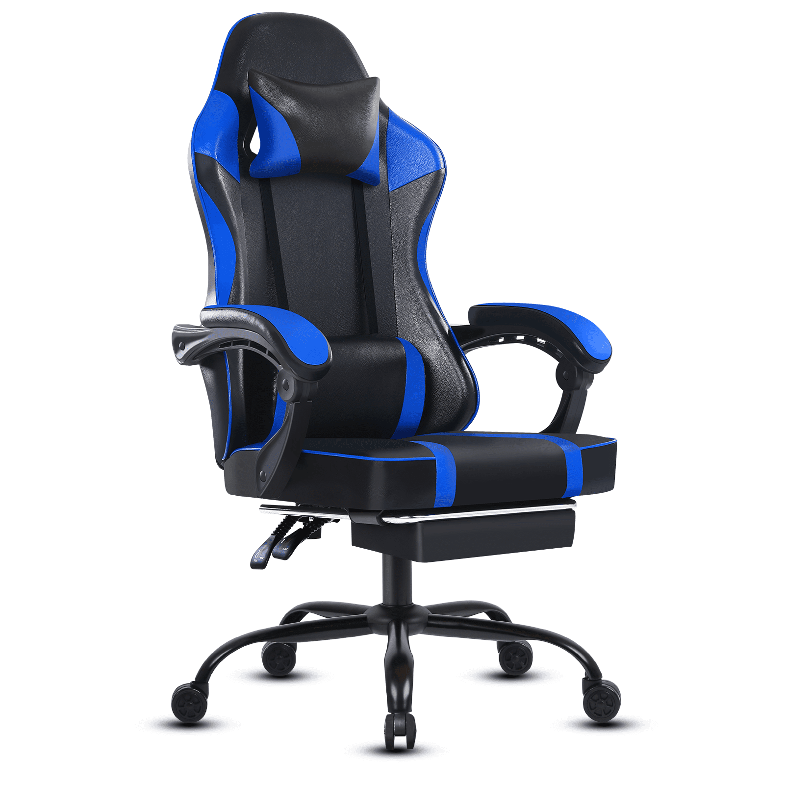 BSTYJQXH Reclining Metal Frame PU Leather Gaming Chair with Footrest ...