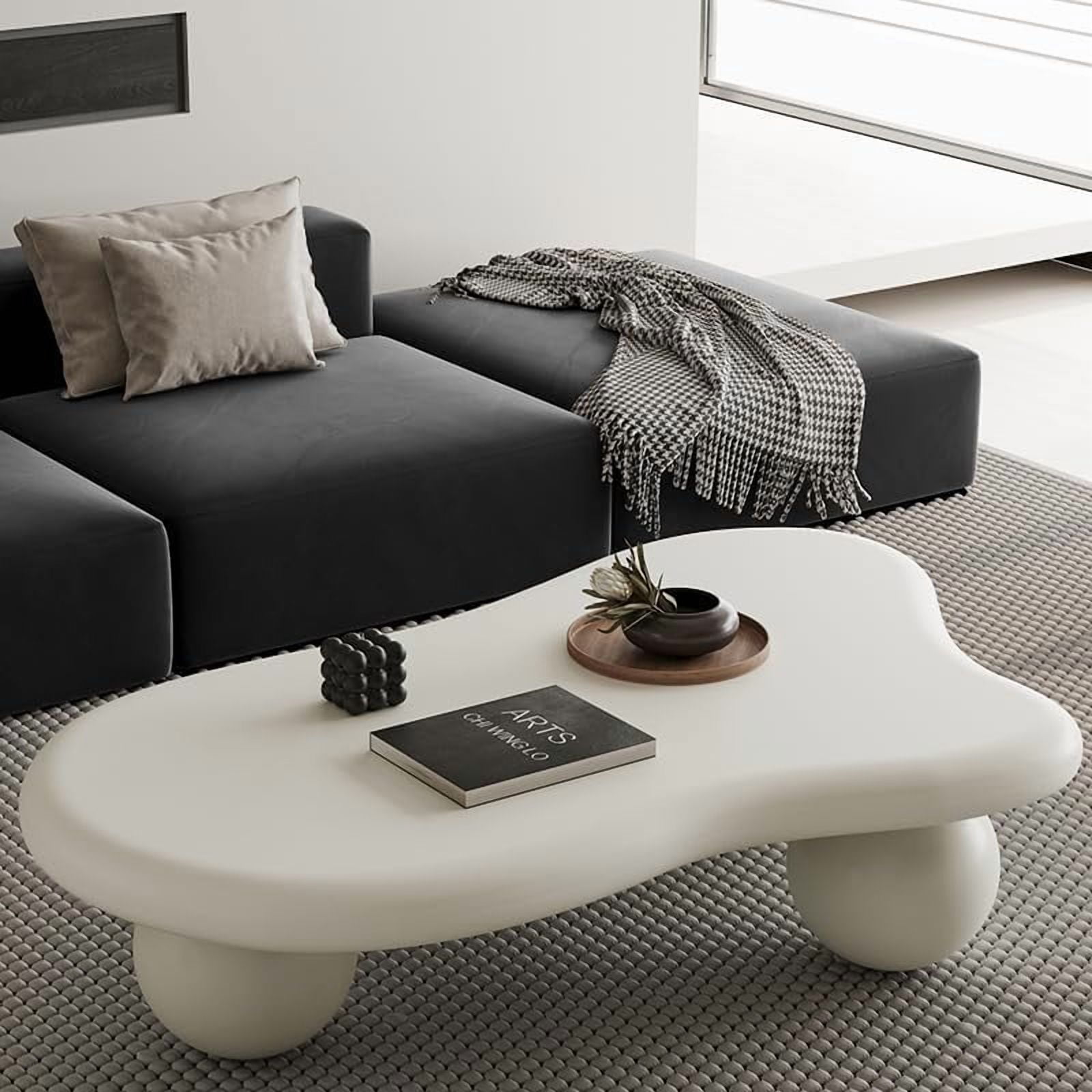 BSYEIO 47.2” Cloud Coffee Table with 3 Ball Legs, Modern Irregular ...