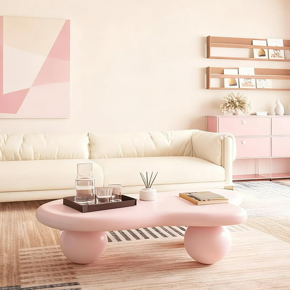 BSYEIO 47.2" Cloud Coffee Table with 3 Ball Legs, Modern Irregular ...