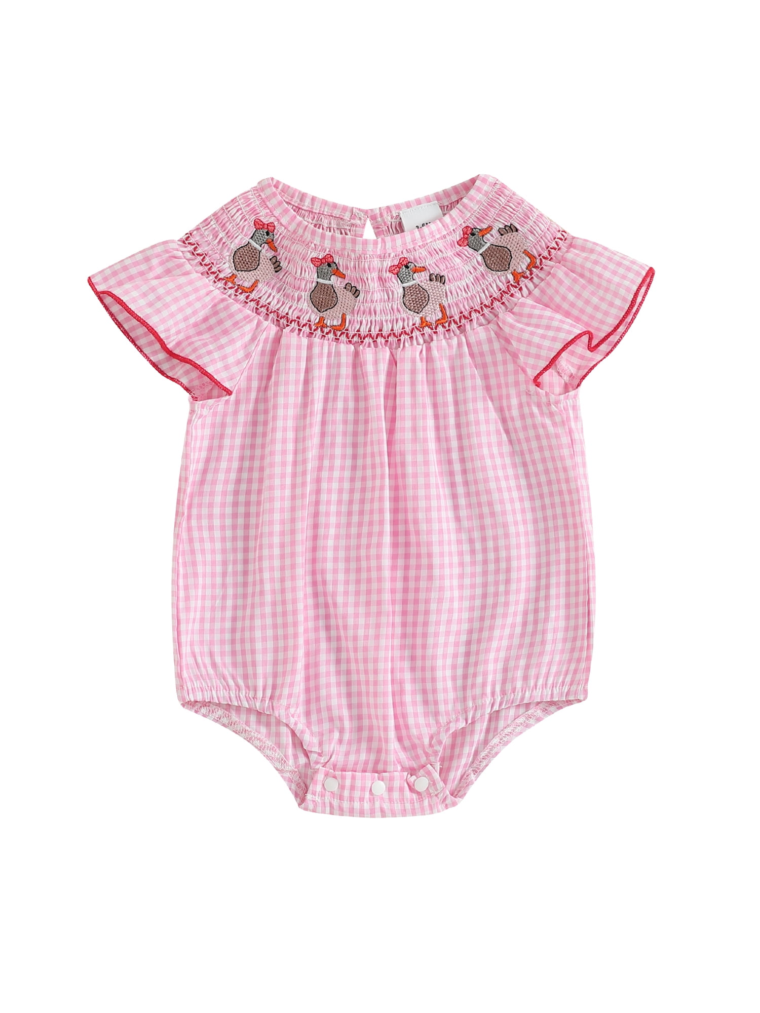BSongo Baby Toddler Girls Summer Clothes Plaid Romper Duck Embroidered ...