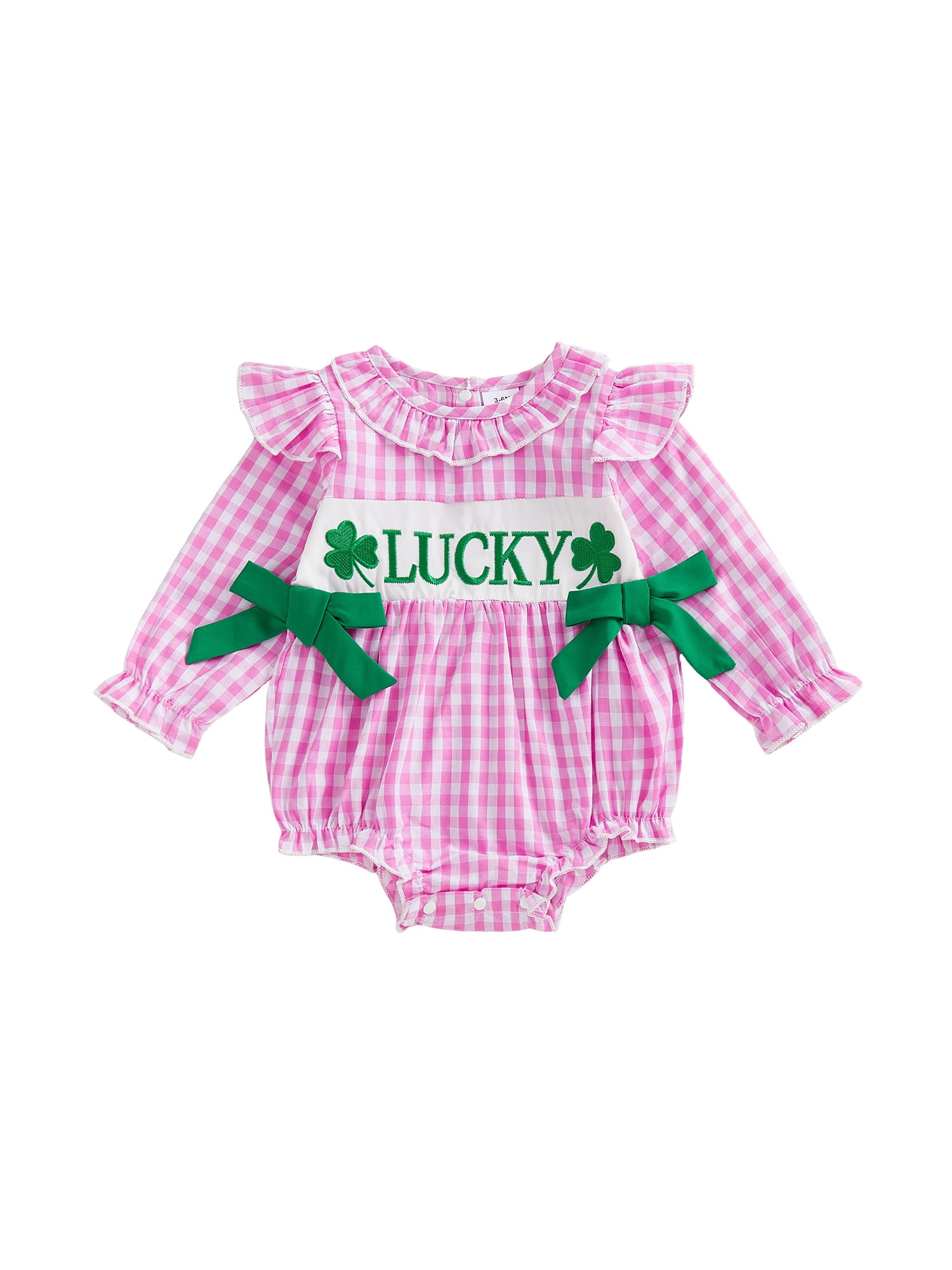 BSongo Girl Rompers Puff Long Sleeve Crew Neck Ruffle Trim Decor ...