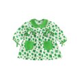 BSongo Girls Dress Puff Long Sleeve Doll Collar Clover Print Bow Decor ...