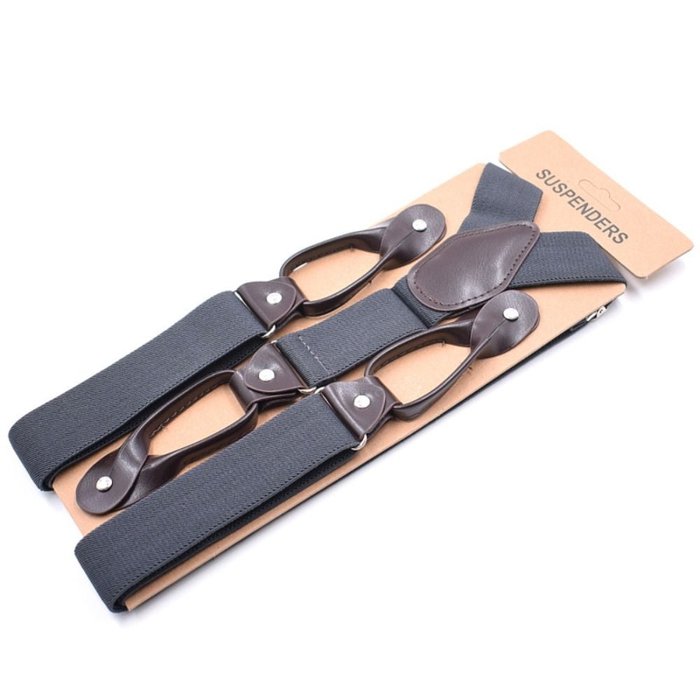 BT 3PCS Vintage Suspenders Men Women Adult Leather Trimmed Button End Y ...