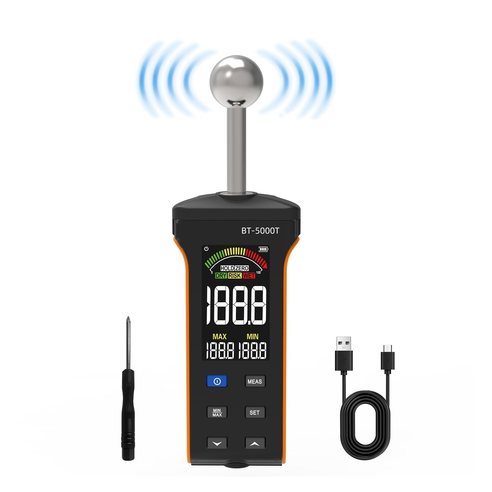 BT-5000T Pinless Wood Moisture Meter - Non-Contact Digital Humidity ...